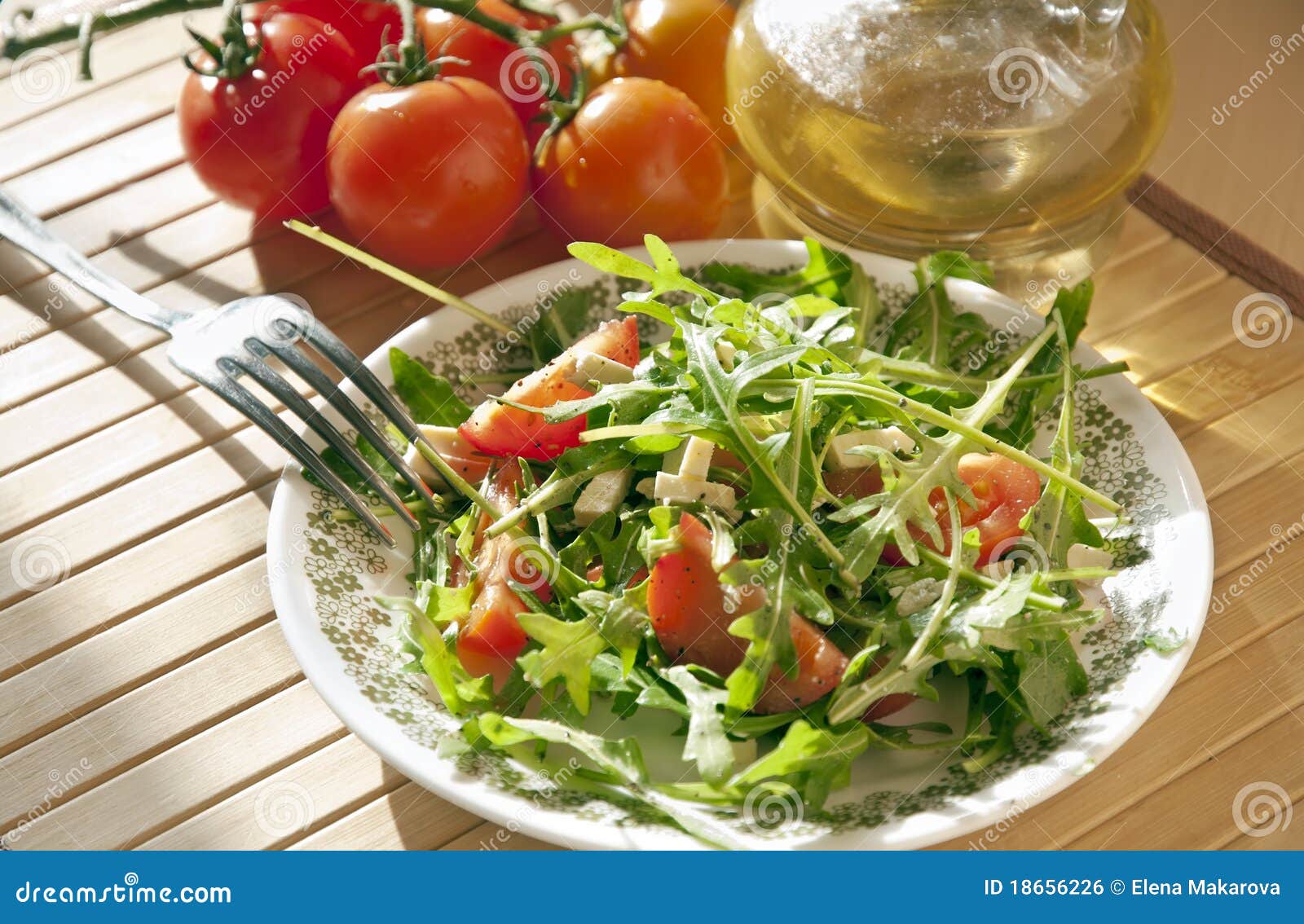 Ruccola Salad with Goat Cheese and Cherry Stock Photo - Image of cherry ...