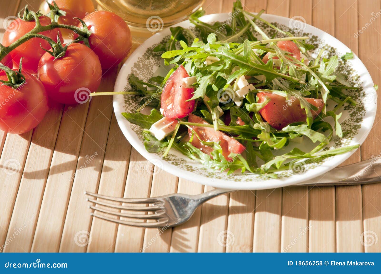 Ruccola Salad with Goat Cheese and Cherry Stock Photo - Image of ...