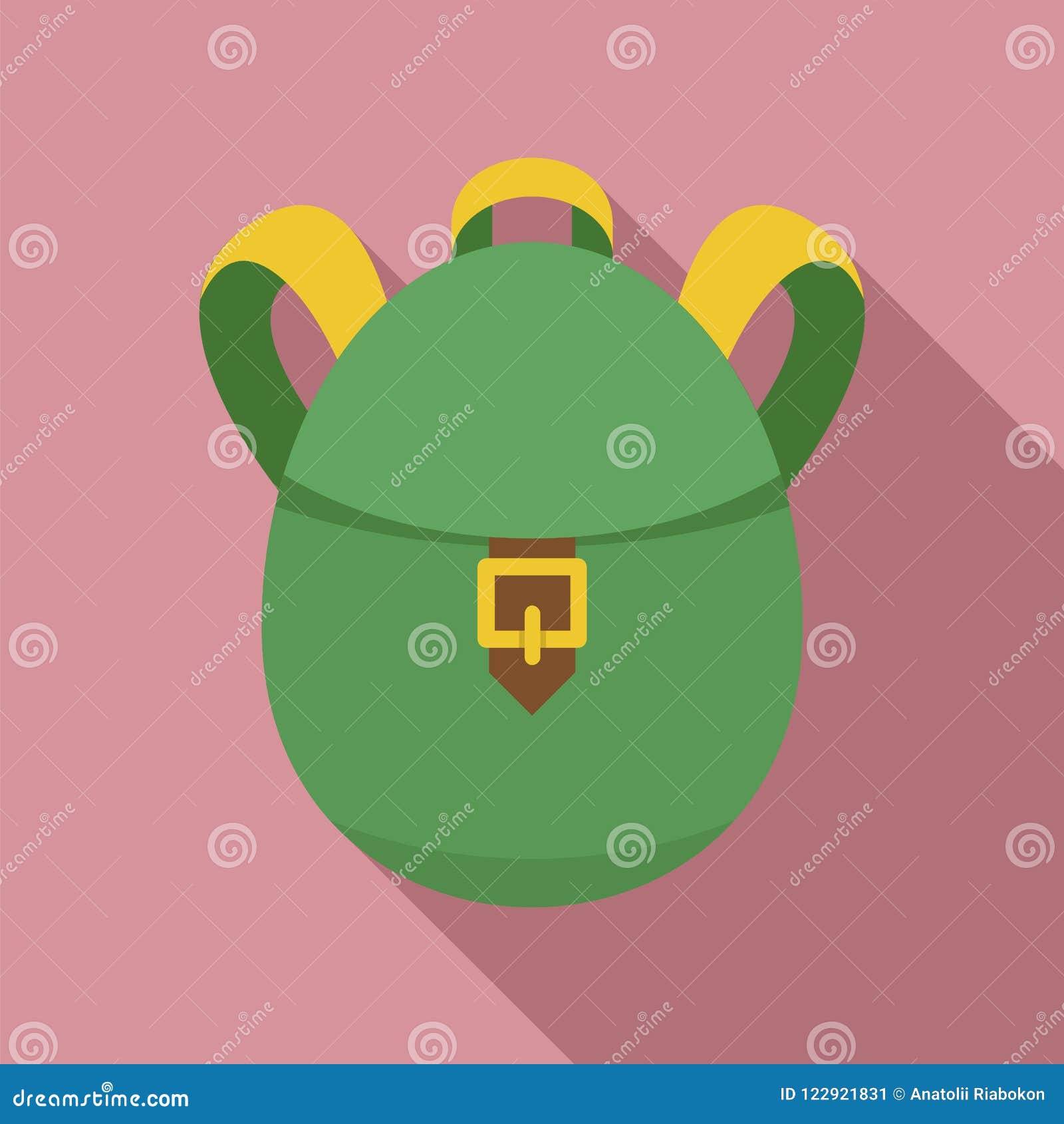 Rucksack icon, flat style stock vector. Illustration of baggage - 122921831
