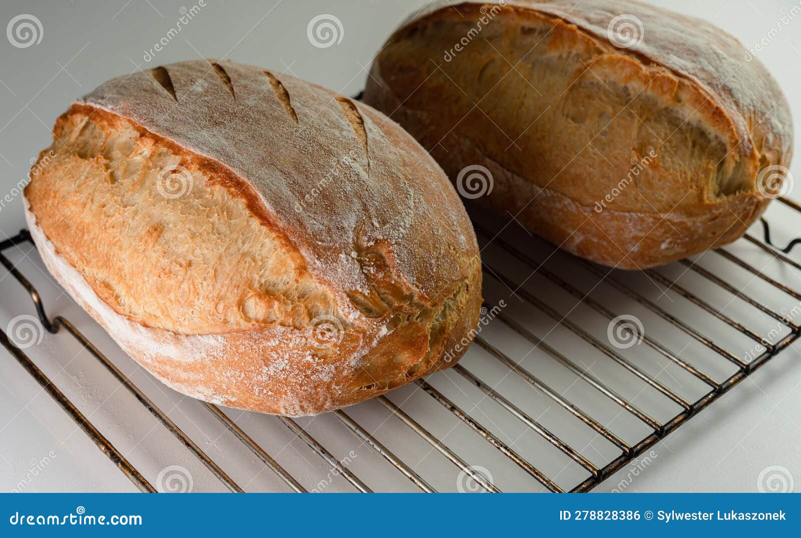 Rustic bread on metal rack stock photo. Image of irish - 278828386