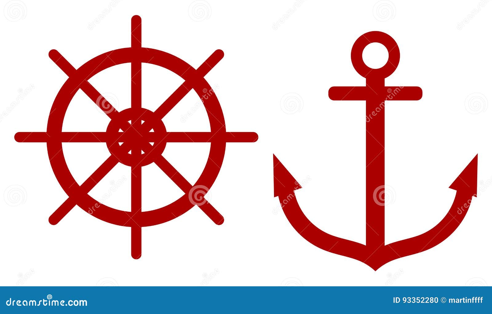 Rudder and Anchor picture stock vector. Illustration of metal - 93352280