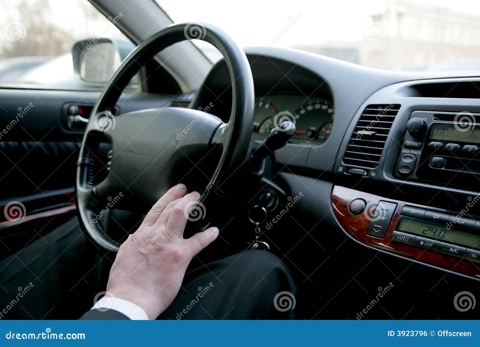 Rudder of the car stock photo. Image of hand, thumb, glass - 3923796