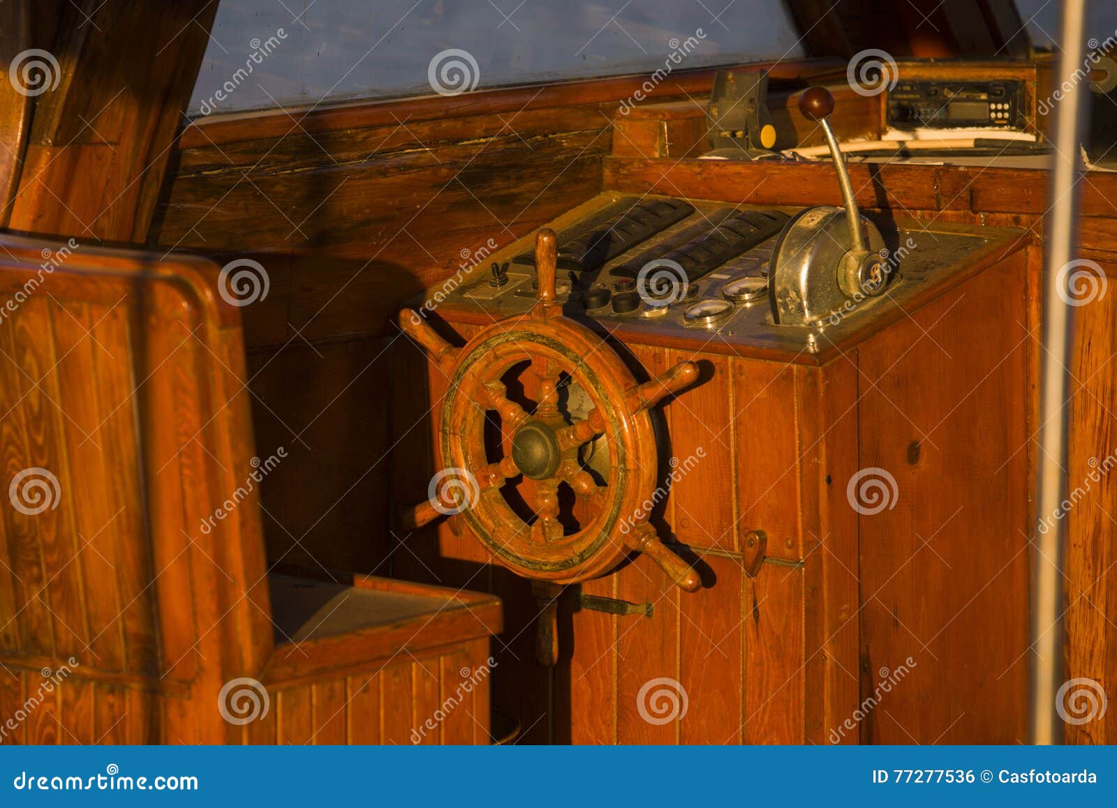 Rudder and control panel stock photo. Image of nautical - 77277536
