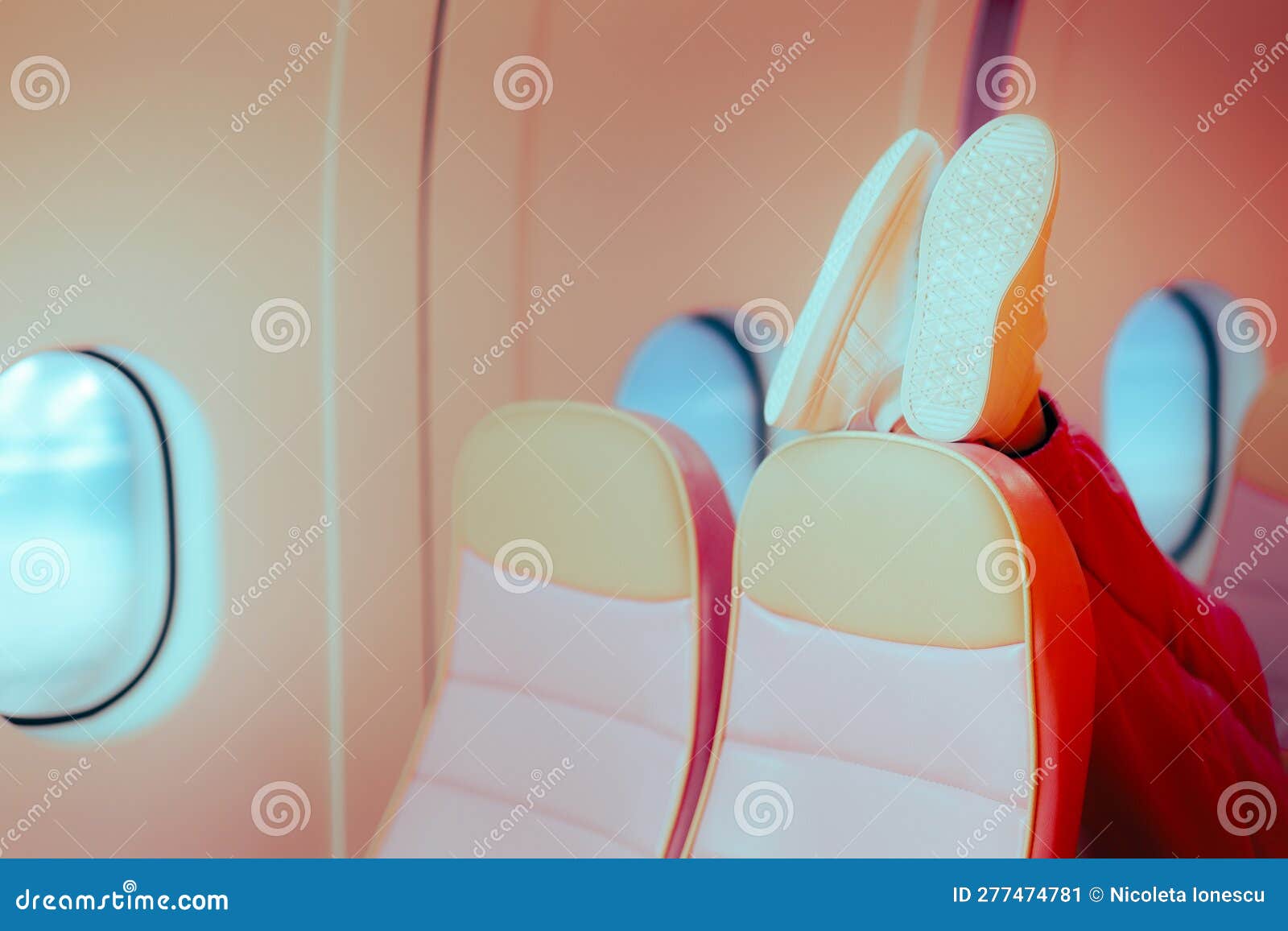 Rude Passenger Putting Her Shoes on the Seat in Front Stock Image ...