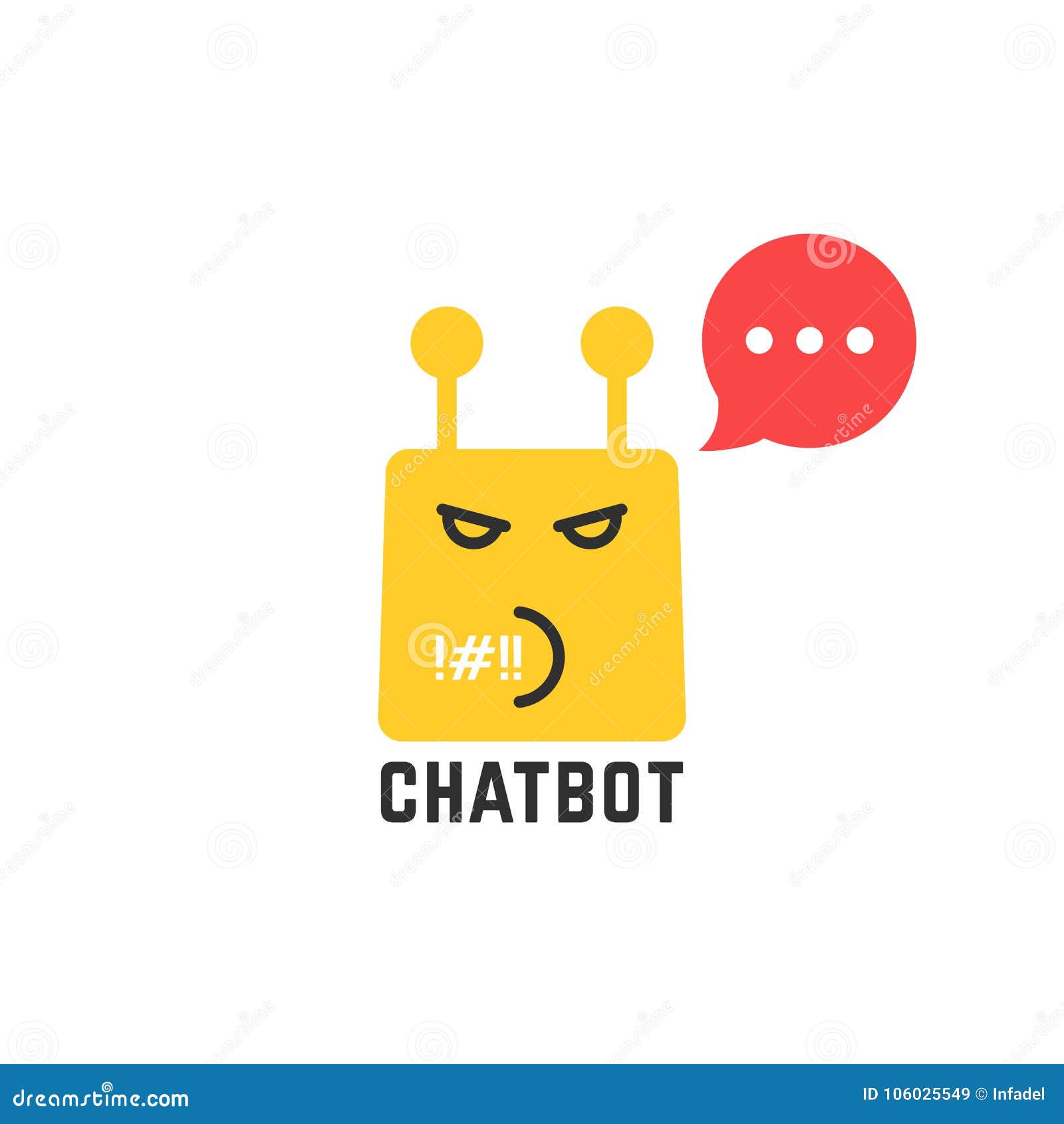 Rude Yellow Chatbot Icon with Red Speech Bubble Stock Vector ...