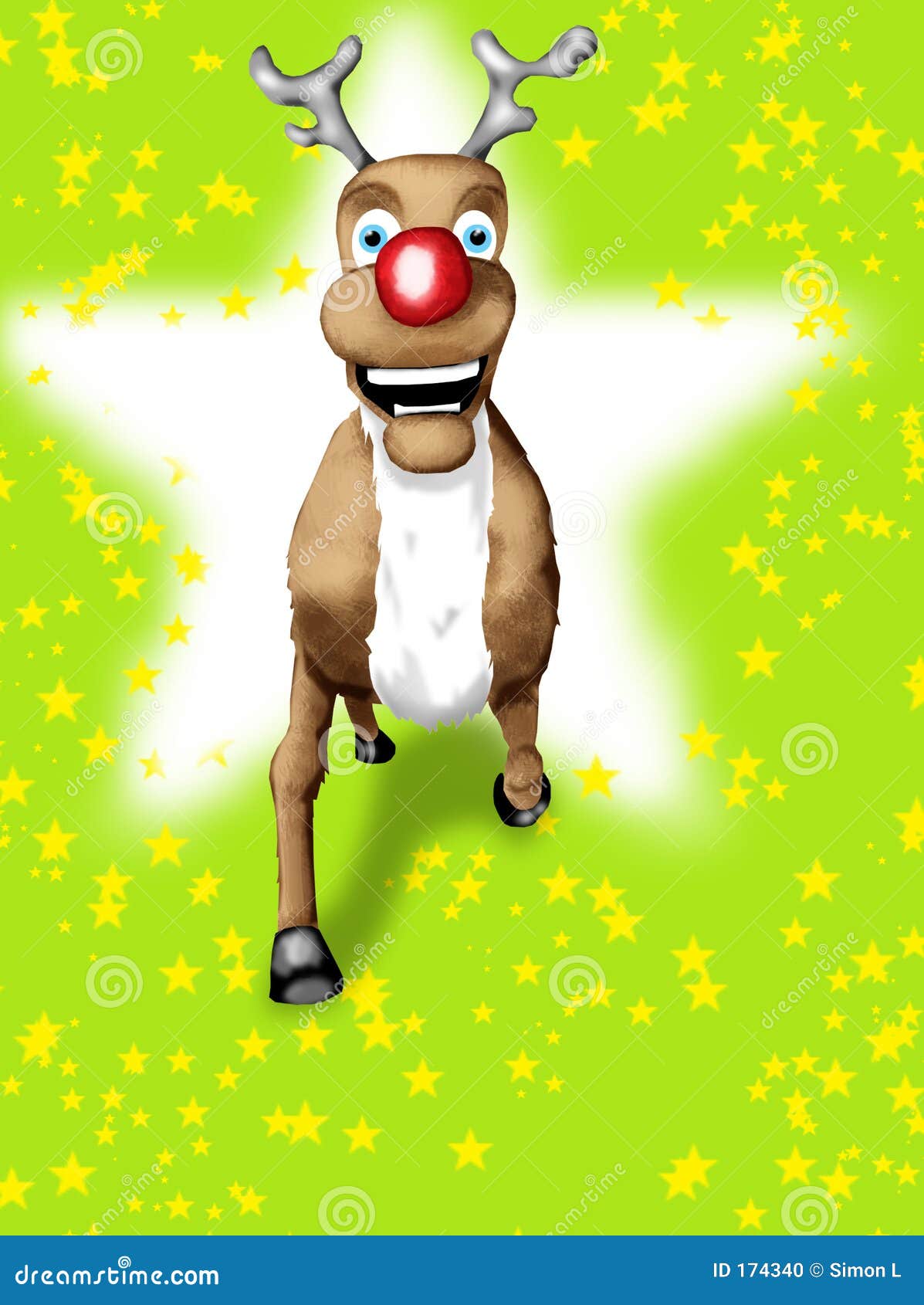 Rudolf the Red Nosed Reindeer Stock Illustration - Illustration of star ...
