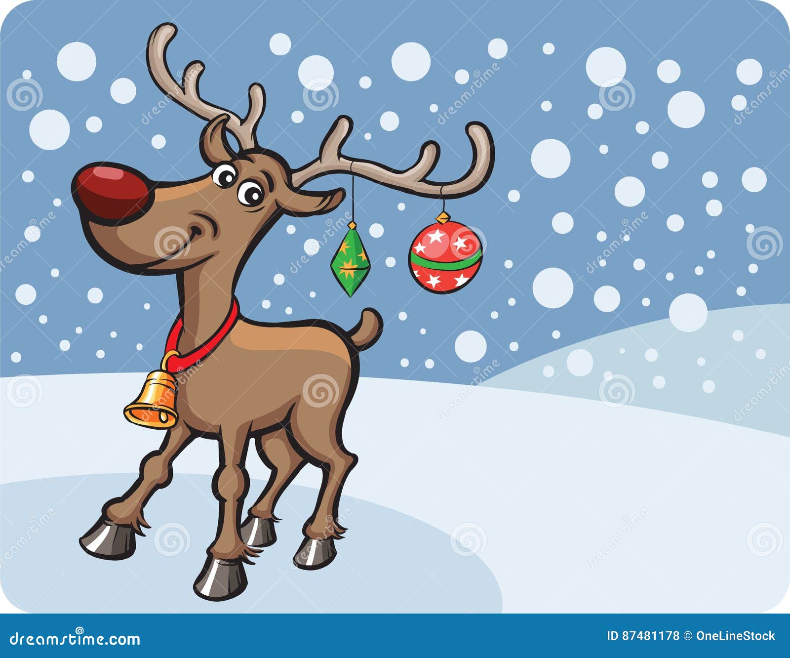 Rudolph La Renna Col Naso Rosso Illustrazione Vettoriale ...