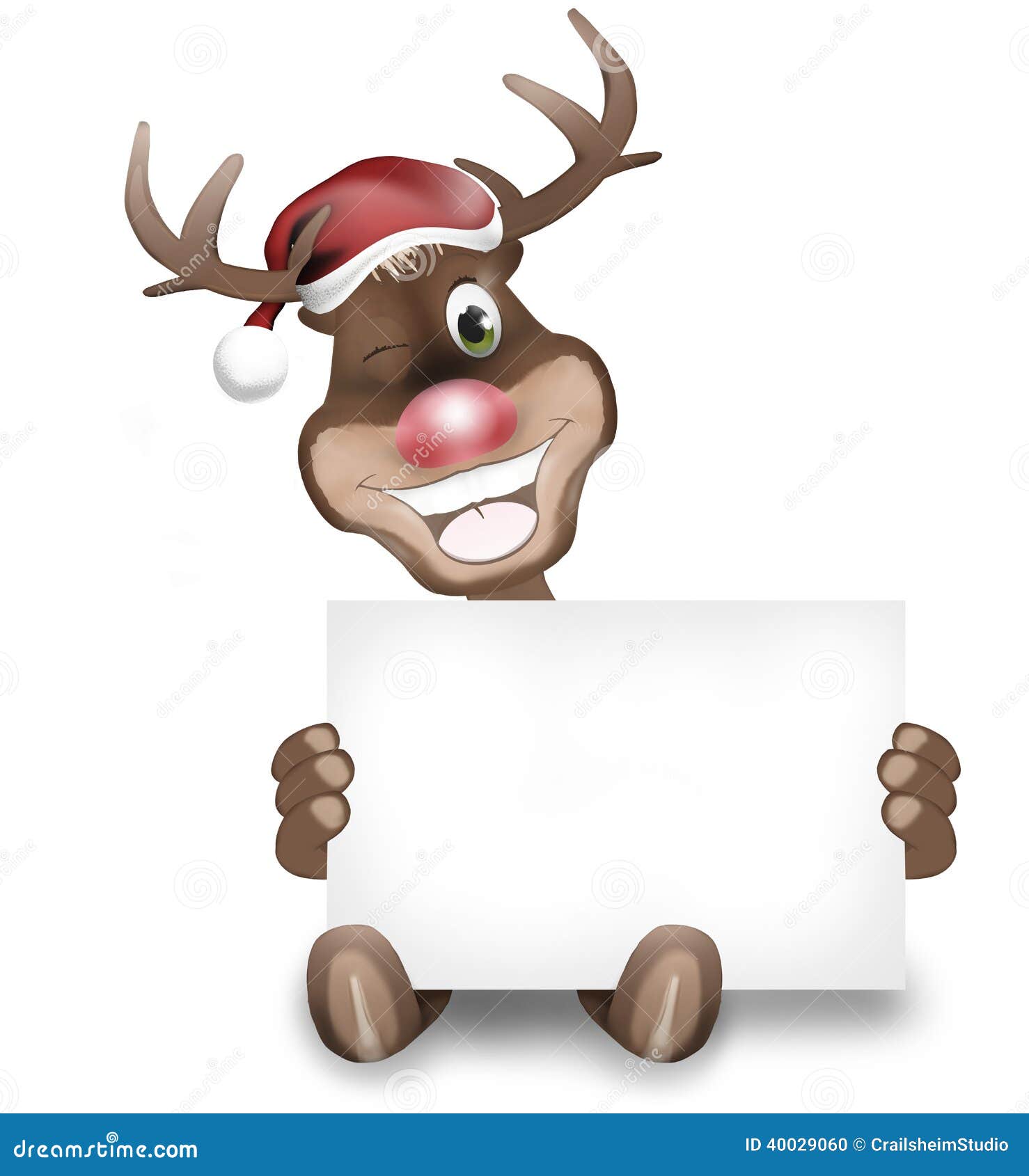 Rudolph Red Nose Happy Christmas Stock Illustration - Illustration of ...