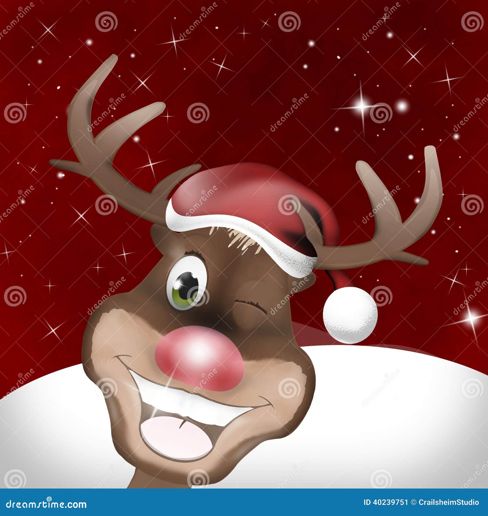 Rudolph Red Nose Happy Christmas Stock Illustration - Illustration of ...