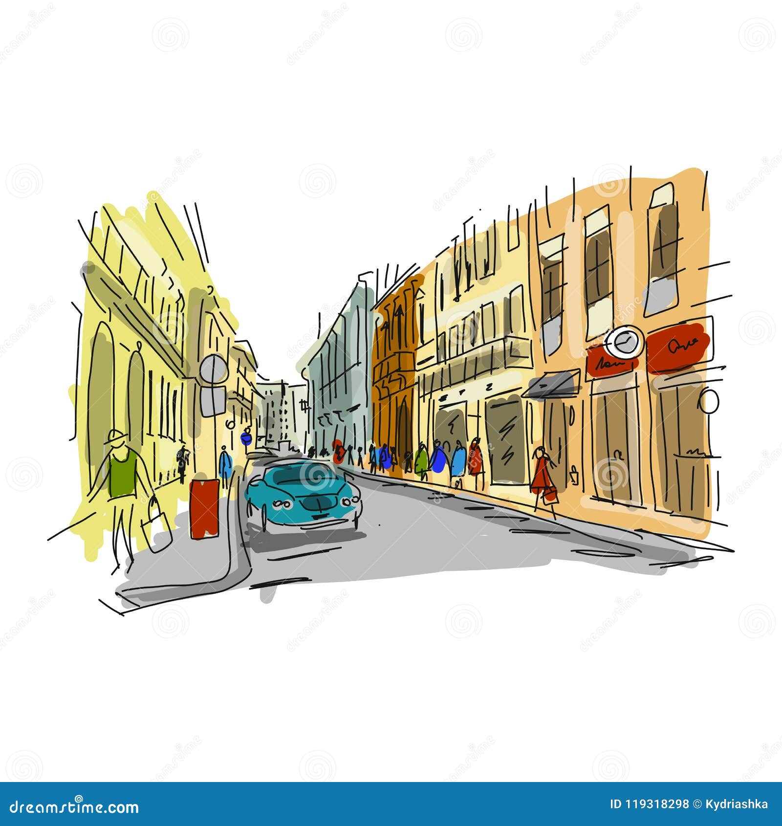 Rue, Croquis Pour Votre Conception Illustration de Vecteur ...