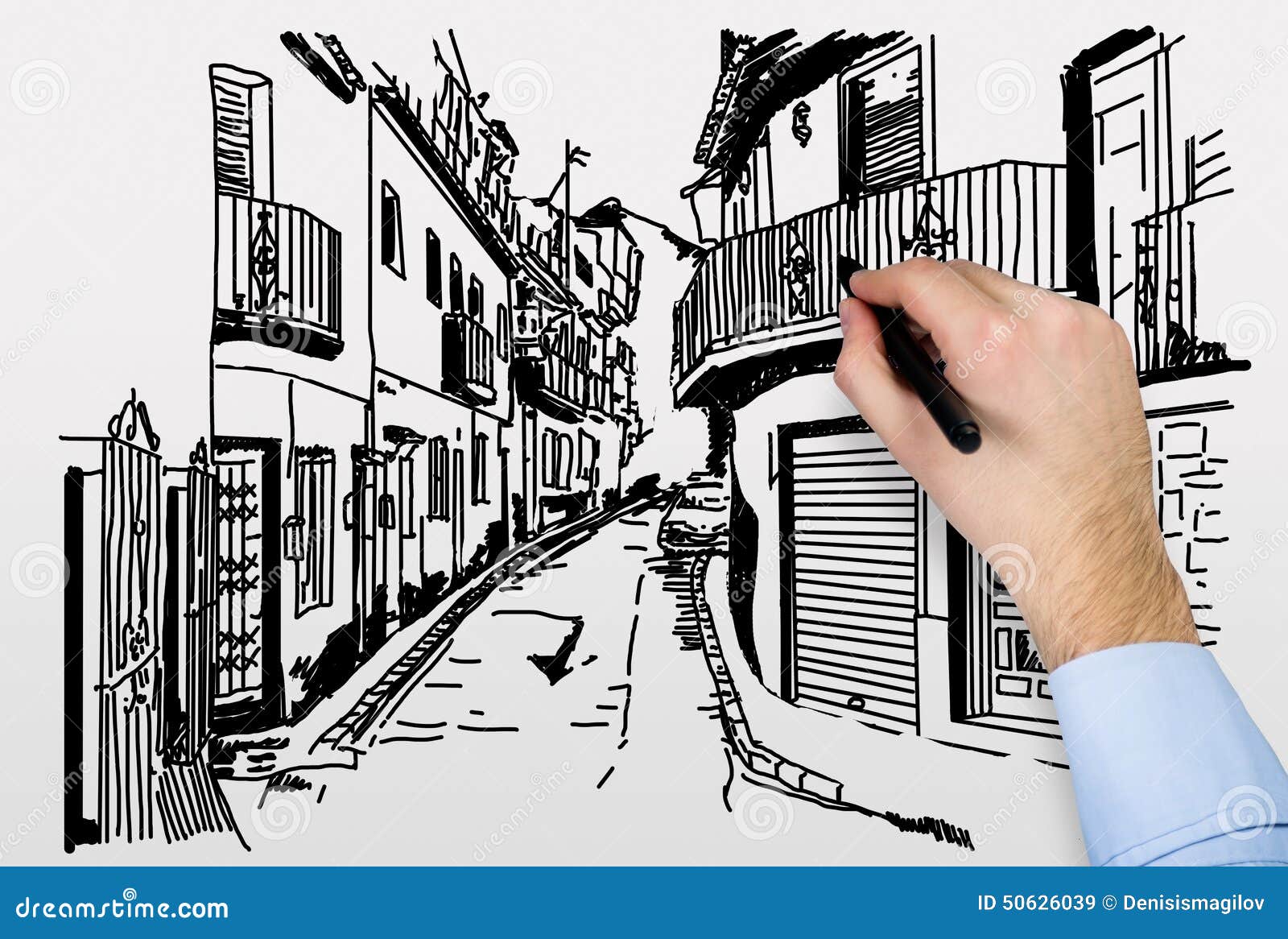 Rue de dessin illustration stock. Illustration du extérieur - 50626039