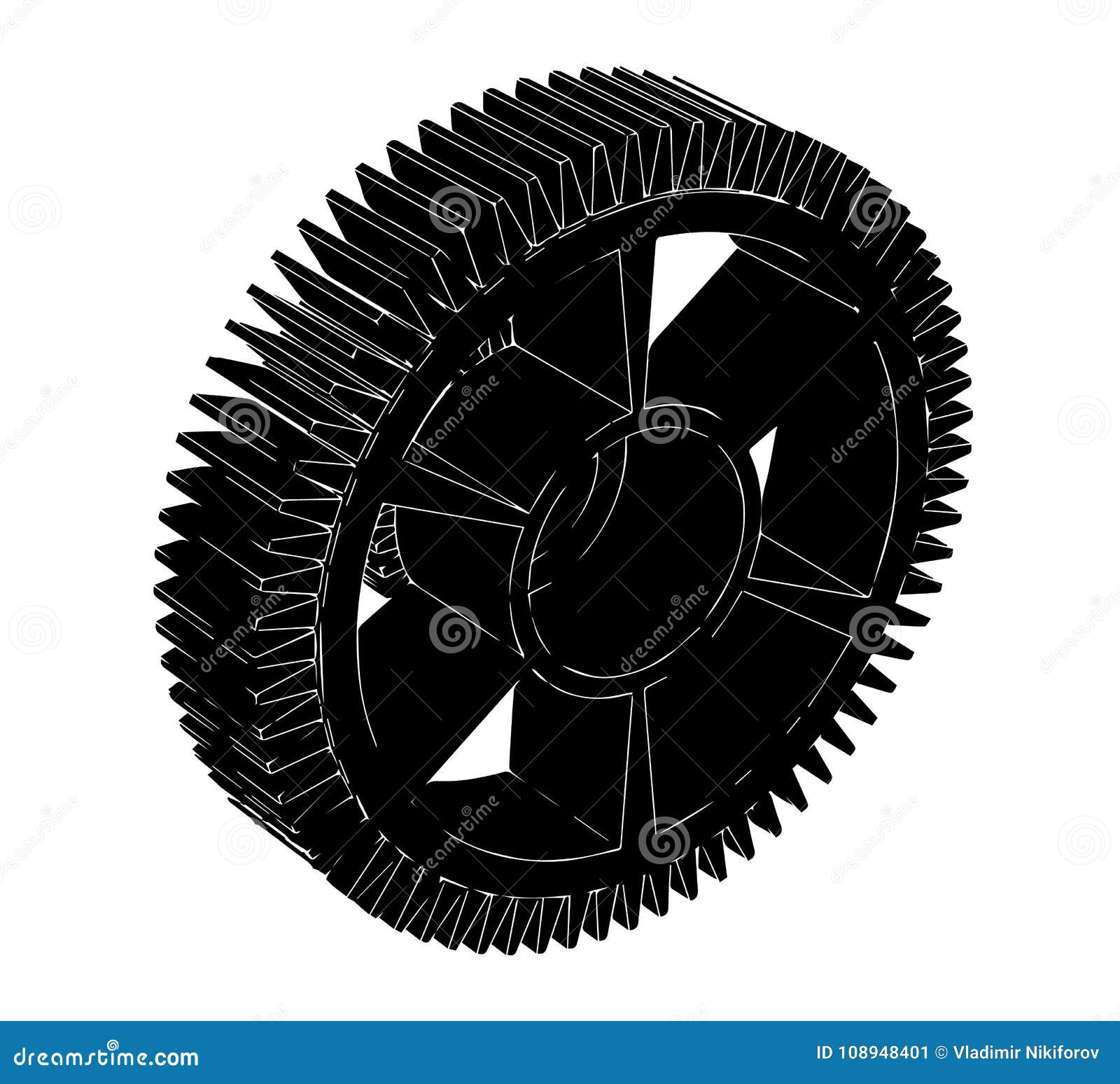 Rueda Dentada Negra En Un Blanco Ilustración del Vector - Ilustración ...
