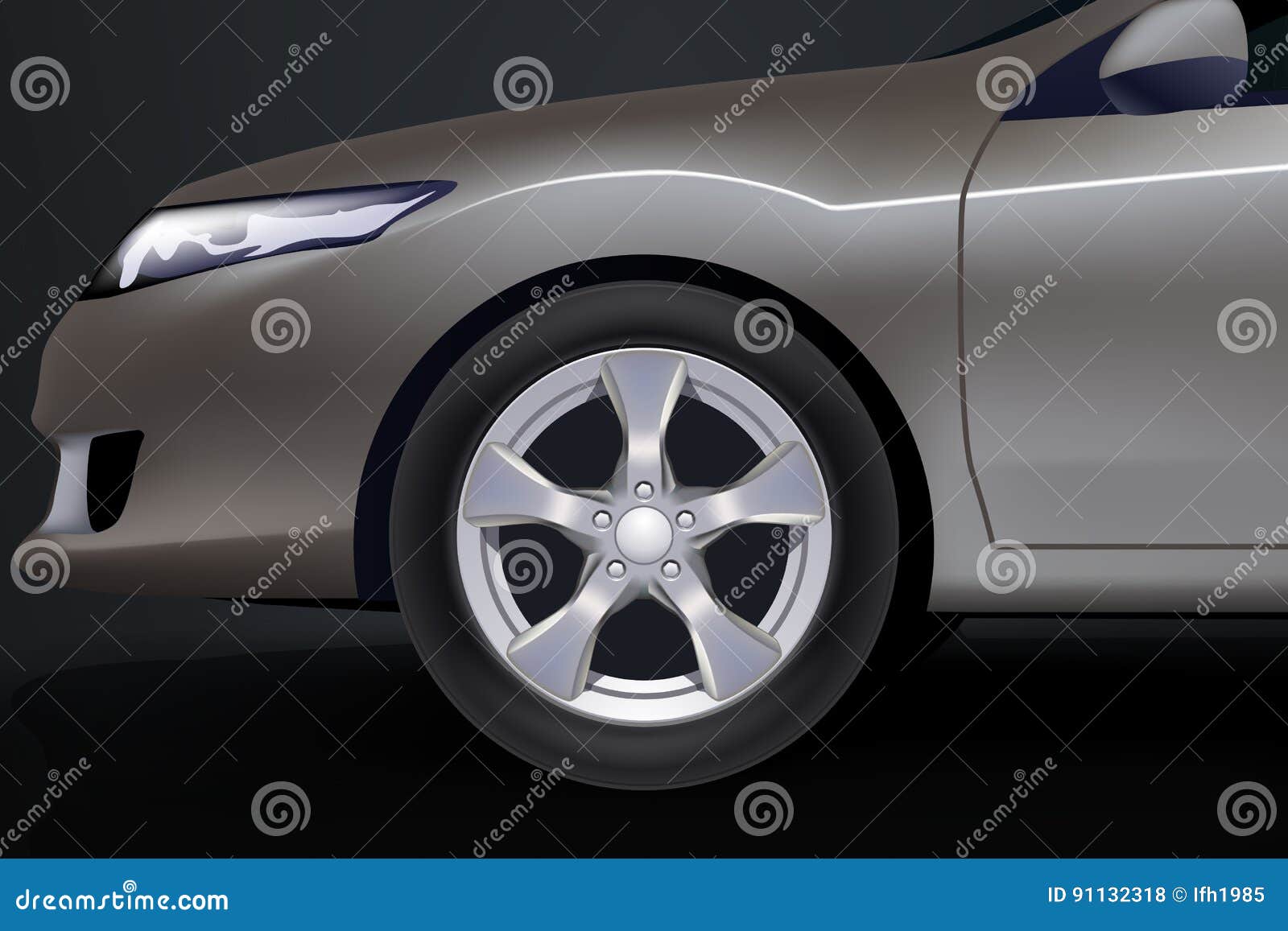 Rueda lateral del coche ilustración del vector. Ilustración de freno ...