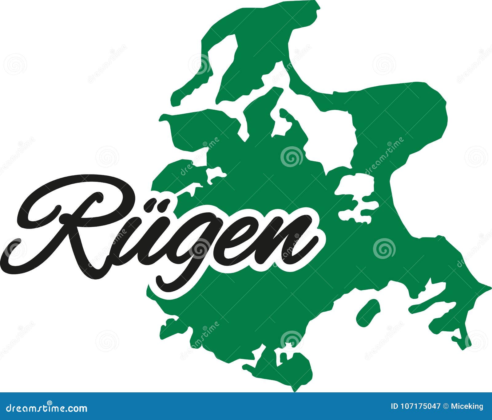 Ruegen Map Silhouette with Word Stock Vector - Illustration of vector ...
