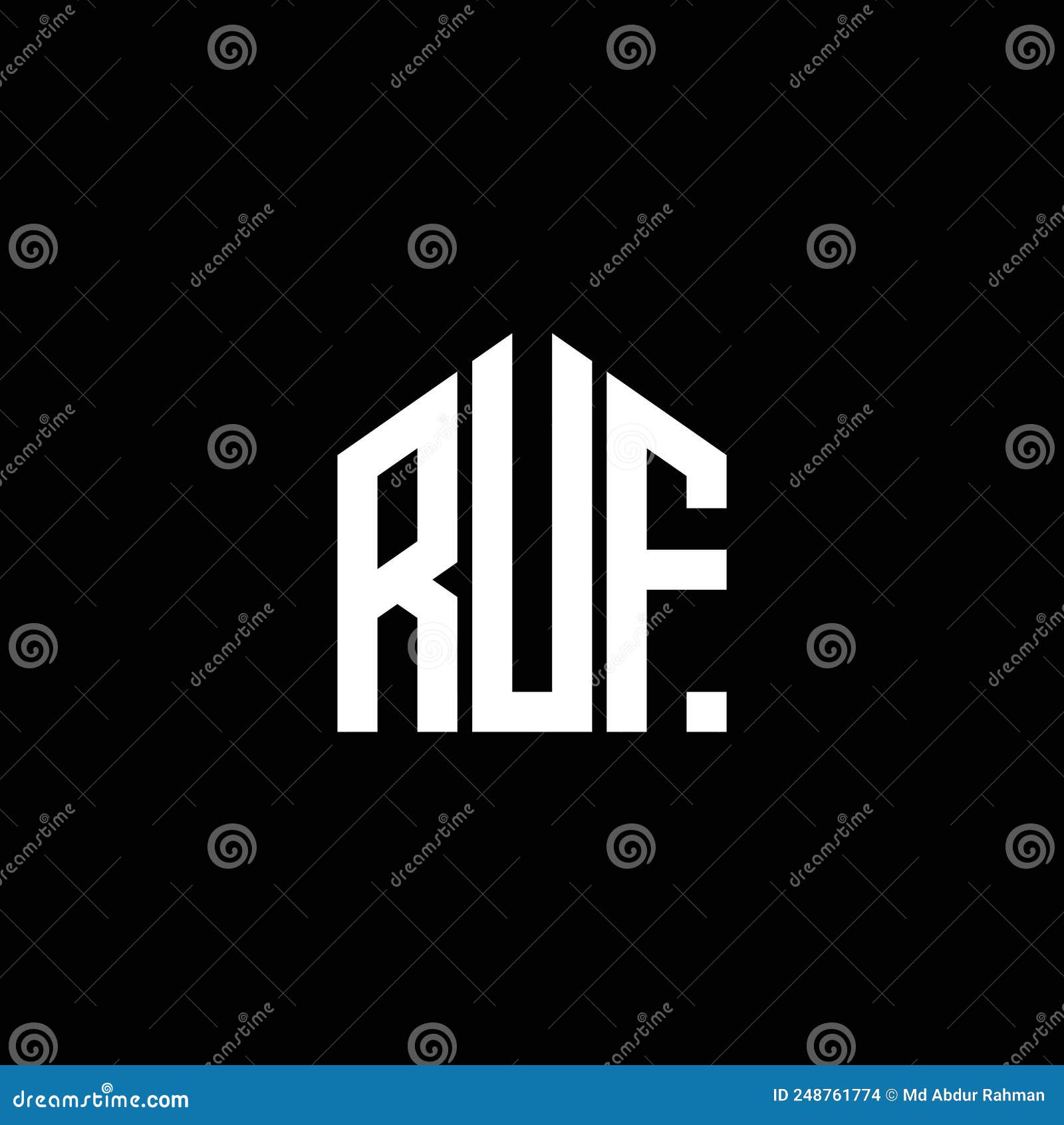 RUF Letter Logo Design On BLACK Background. RUF Creative Initials ...