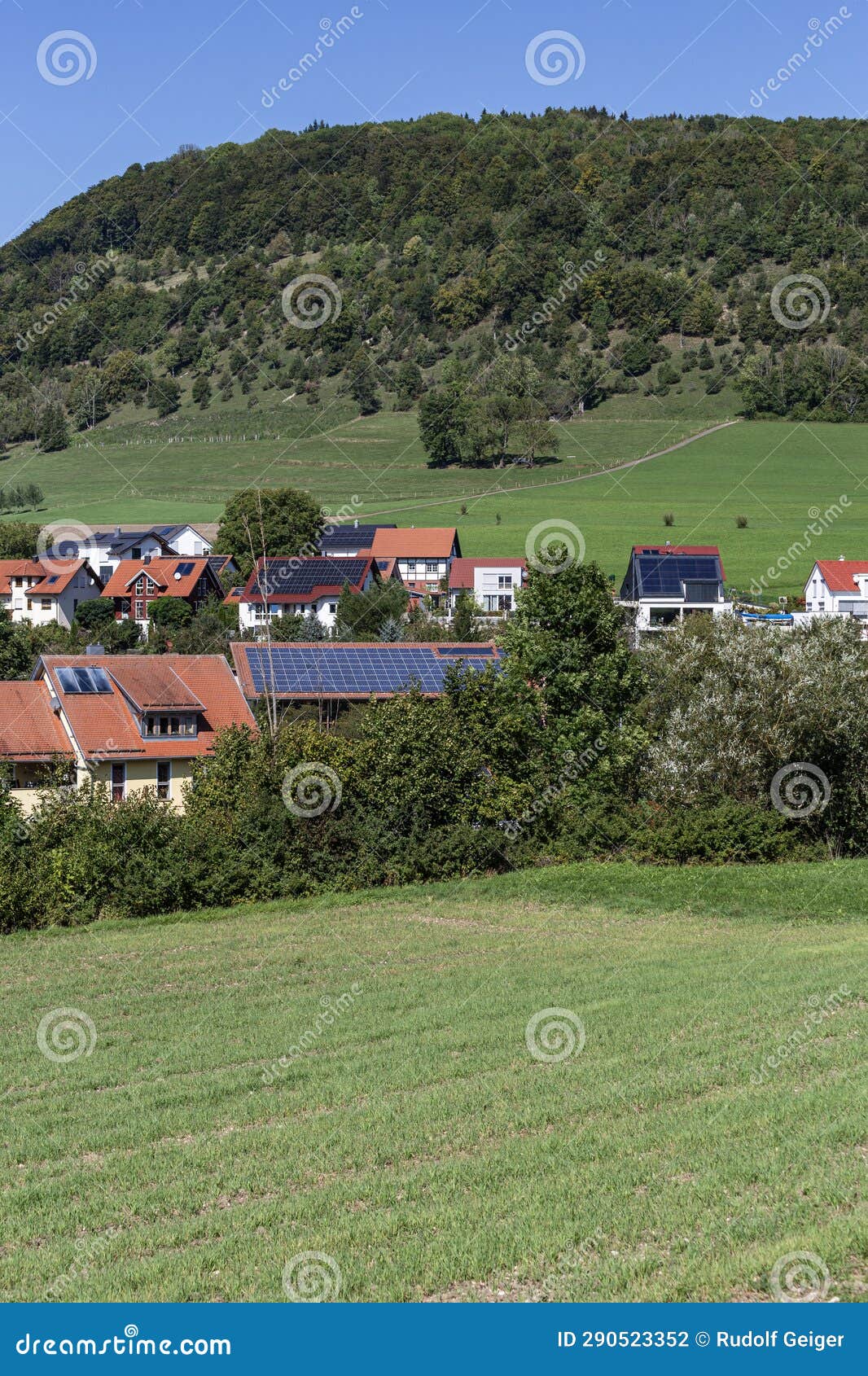 Rufal Viallage with Solar Panel on Rooftops Stock Photo - Image of ...