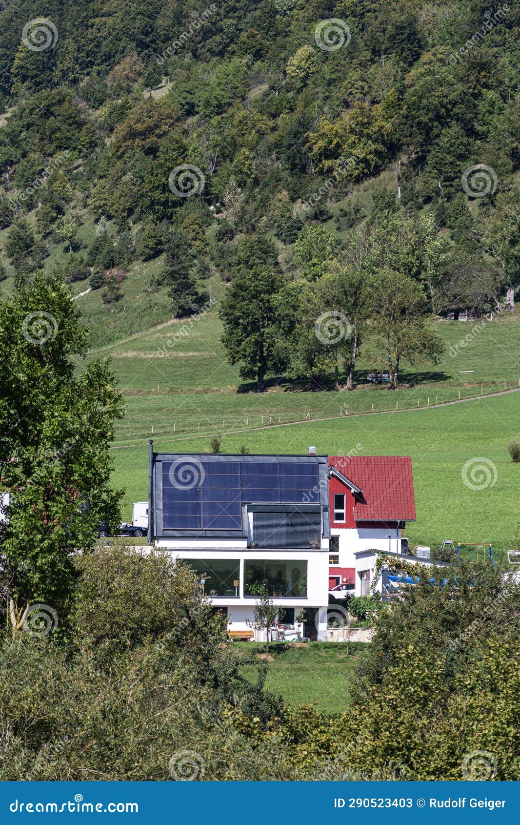 Rufal Viallage with Solar Panel on Rooftops Stock Image - Image of cell ...