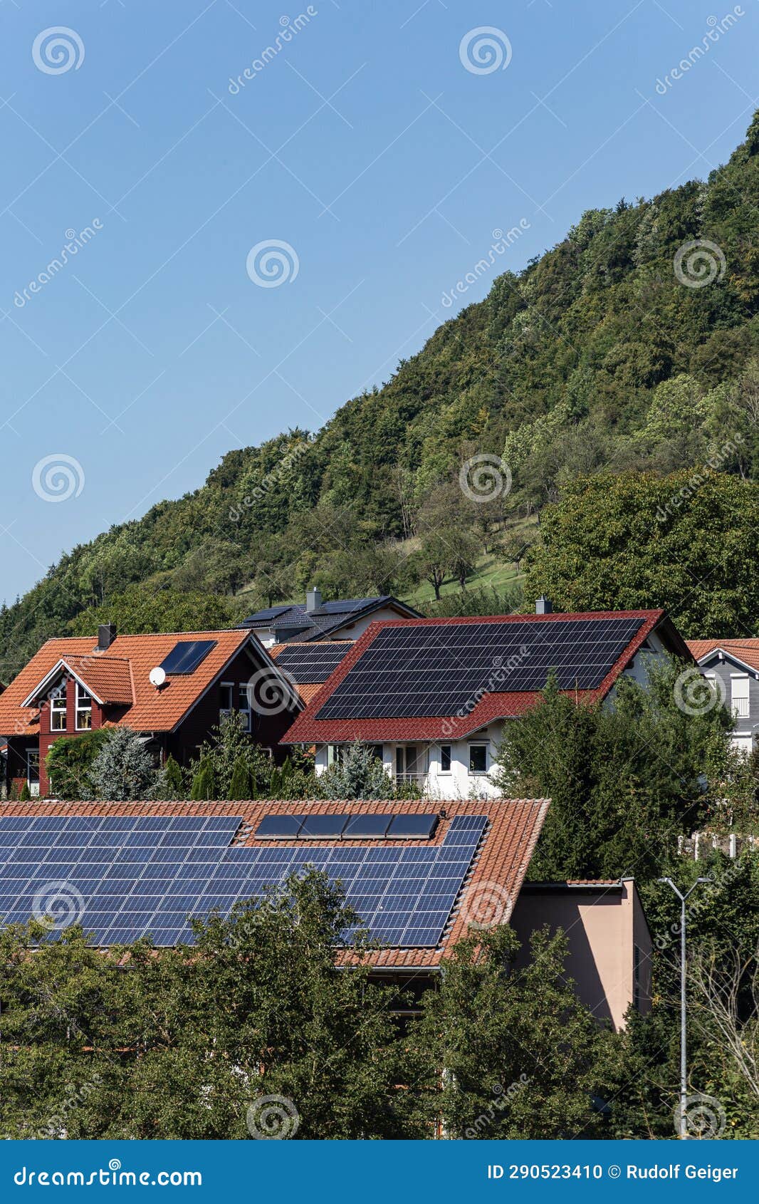 Rufal Viallage with Solar Panel on Rooftops Stock Photo - Image of ...
