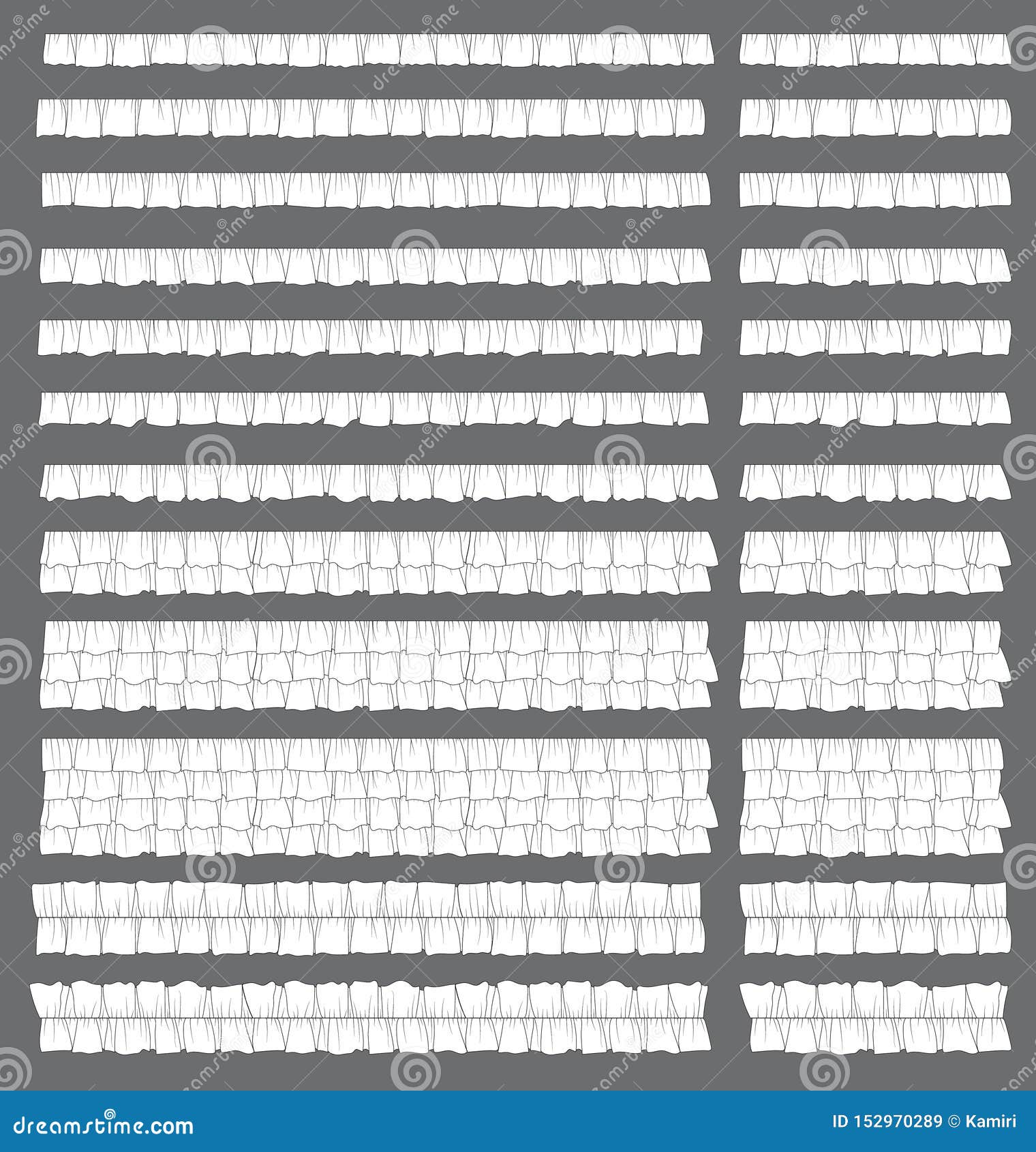 Ruffle Trim Fashion Brush Pattern Elements Stock Vector - Illustration ...