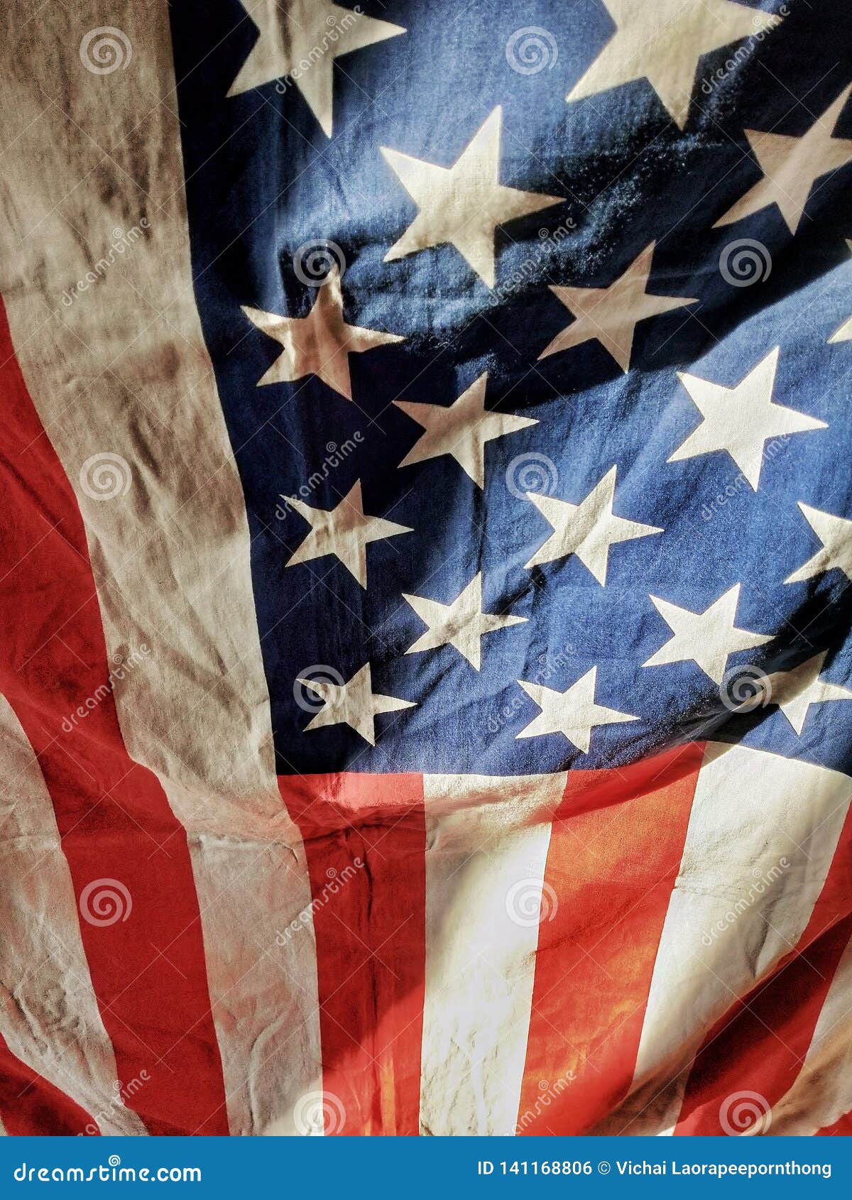 Ruffled American Flag in the Sunlight. Stock Photo - Image of idyllic ...