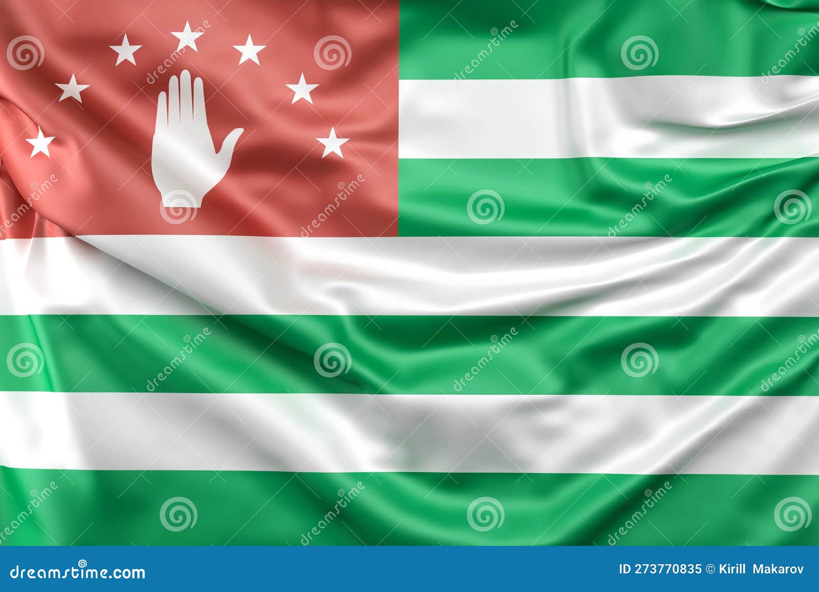 Ruffled Flag Of Abkhazia 3d Rendering Stock Illustration
