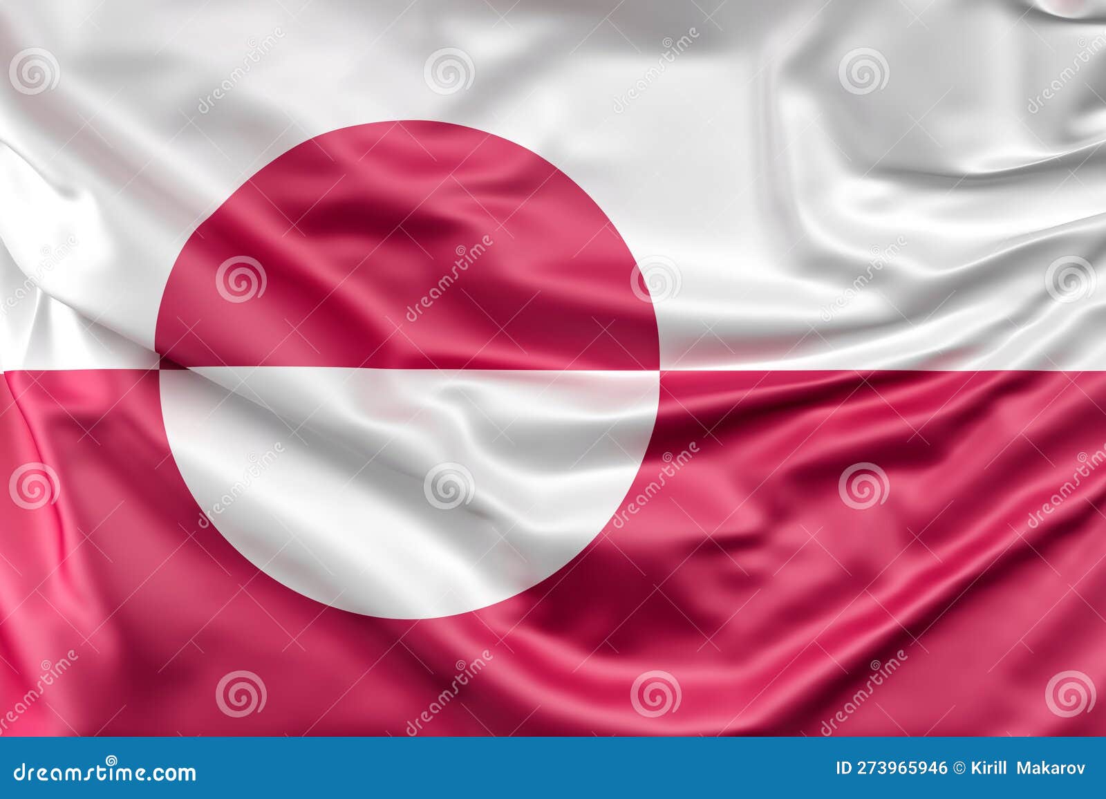 Ruffled Flag of Greenland. 3D Rendering Stock Illustration ...