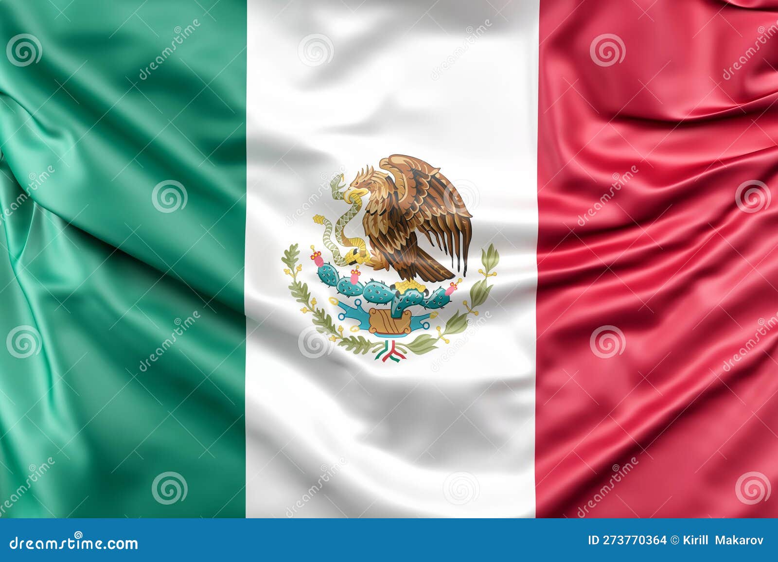 Ruffled Flag of Mexico. 3D Rendering Stock Illustration - Illustration ...