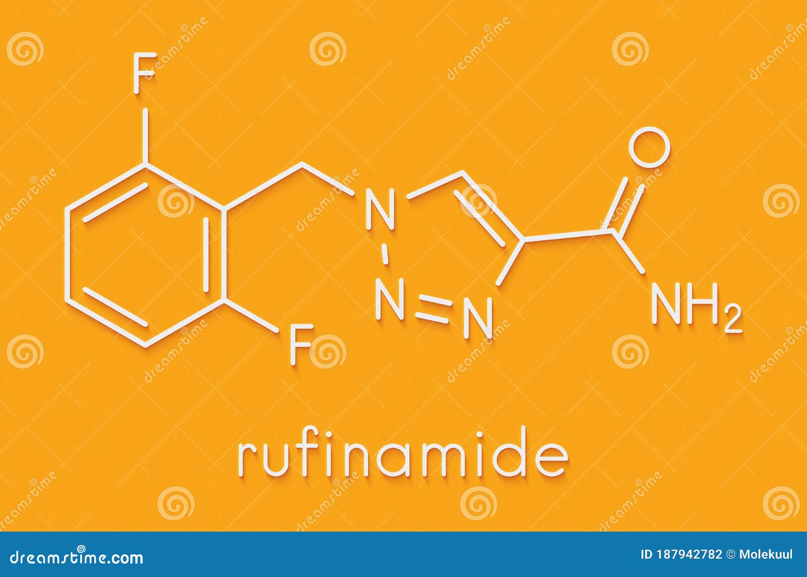 Rufinamide Seizures Drug Molecule. Skeletal Formula. Stock Illustration ...