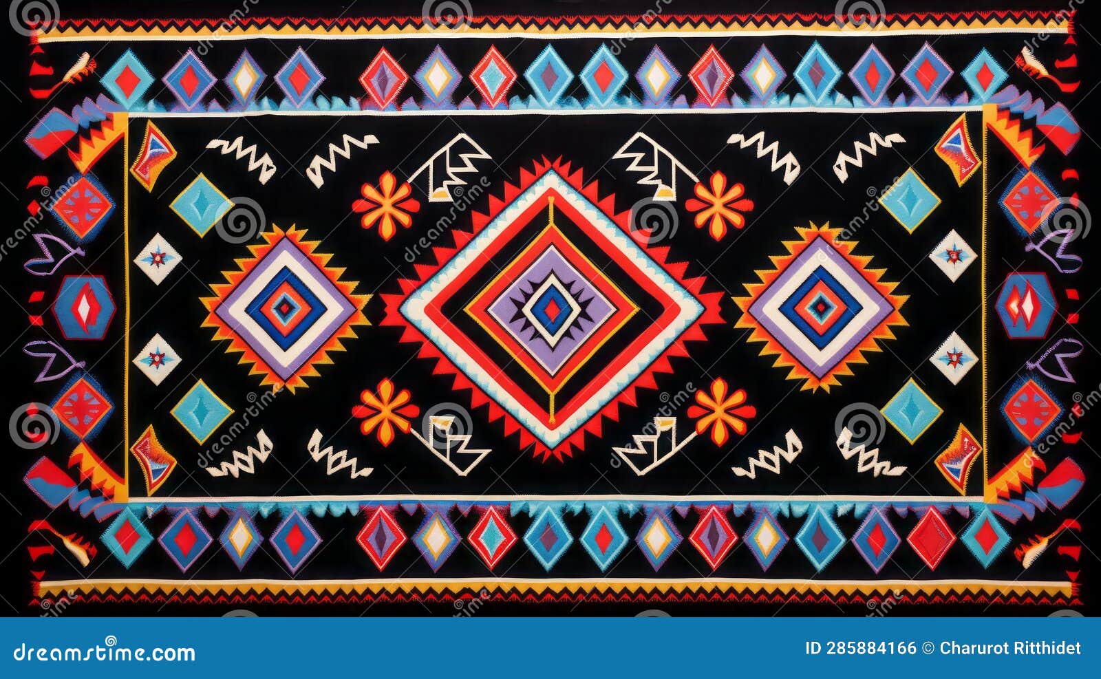 A Rug with Colorful Patterns on White Background Stock Illustration ...