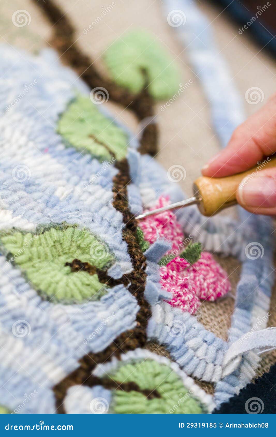 Rug hooking stock image. Image of work, progress, burlap - 29319185