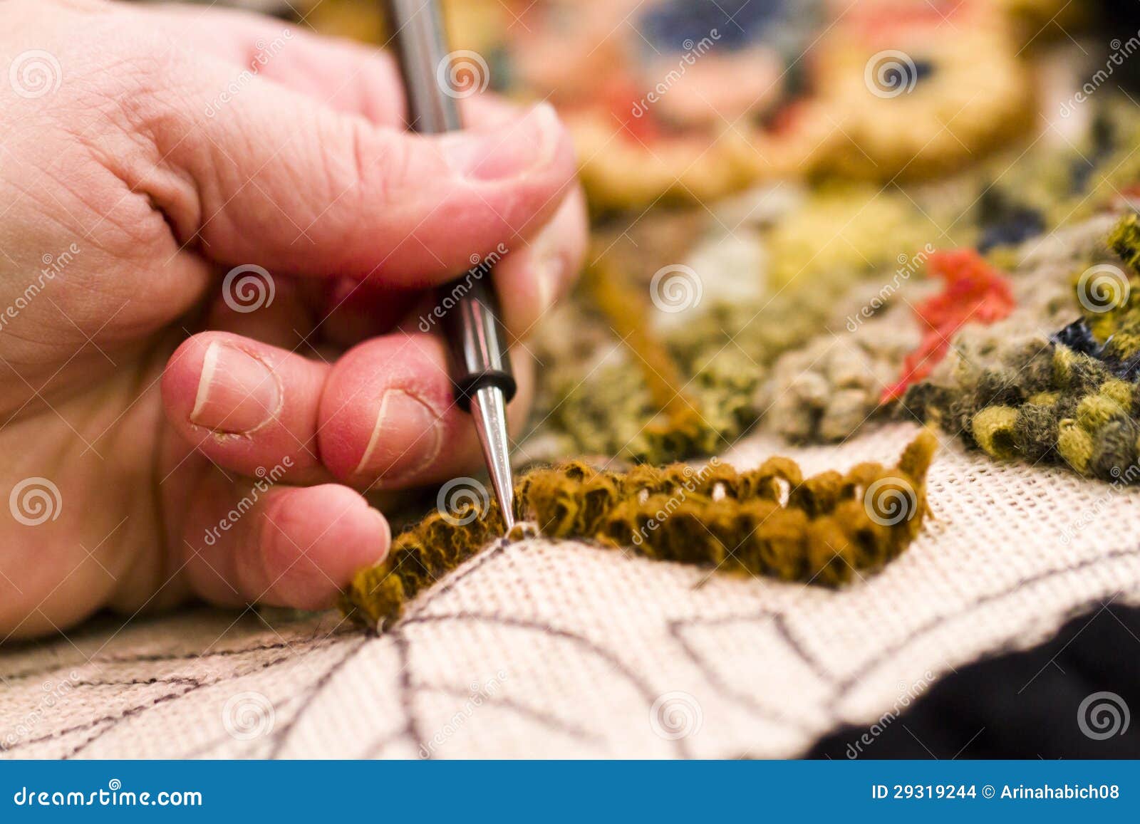 Rug hooking stock photo. Image of woven, hooking, yarn - 29319244