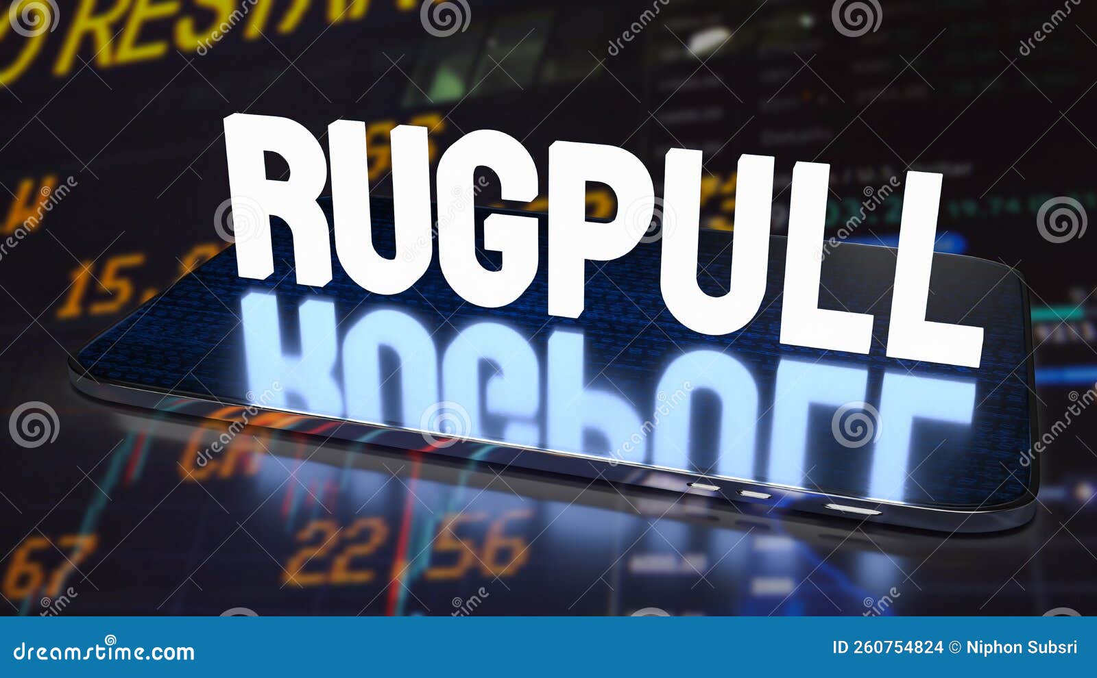 The Rug Pull on Tablet for Cryptocurrency Crime Concept 3d Rendering ...