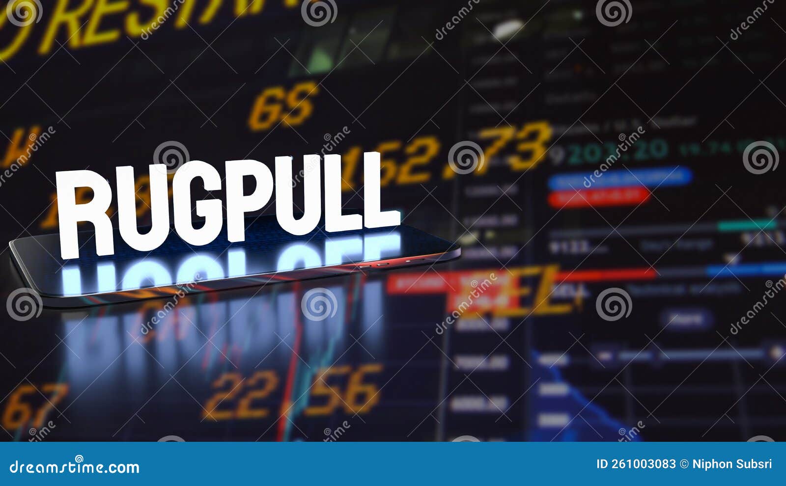 The Rug Pull on Tablet for Cryptocurrency Crime Concept 3d Rendering ...
