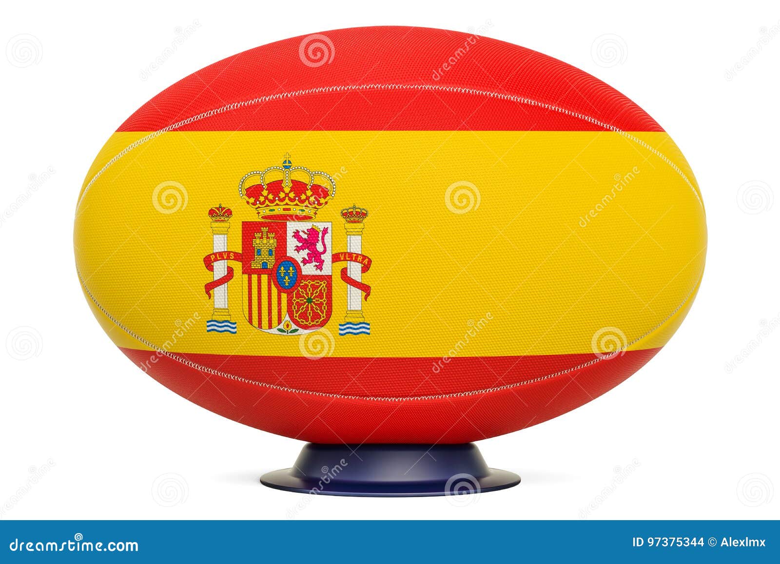 Rugby Ball with Flag of Spain, 3D Rendering Stock Illustration ...