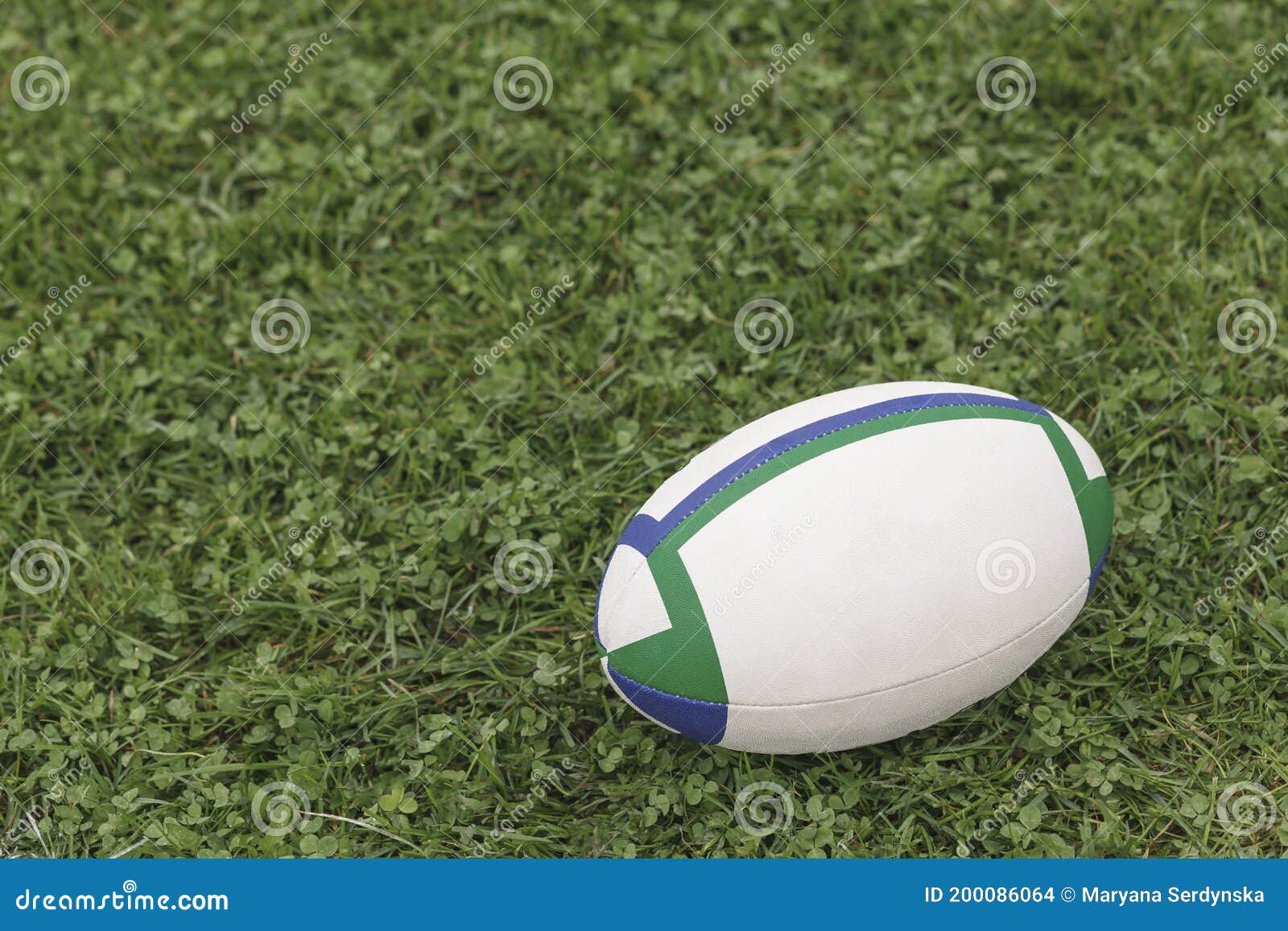 Rugby ball on green grass stock photo. Image of recreation - 200086064