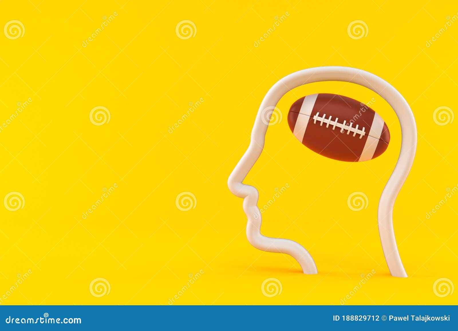 Rugby Ball Inside Head Profile Stock Illustration - Illustration of ...
