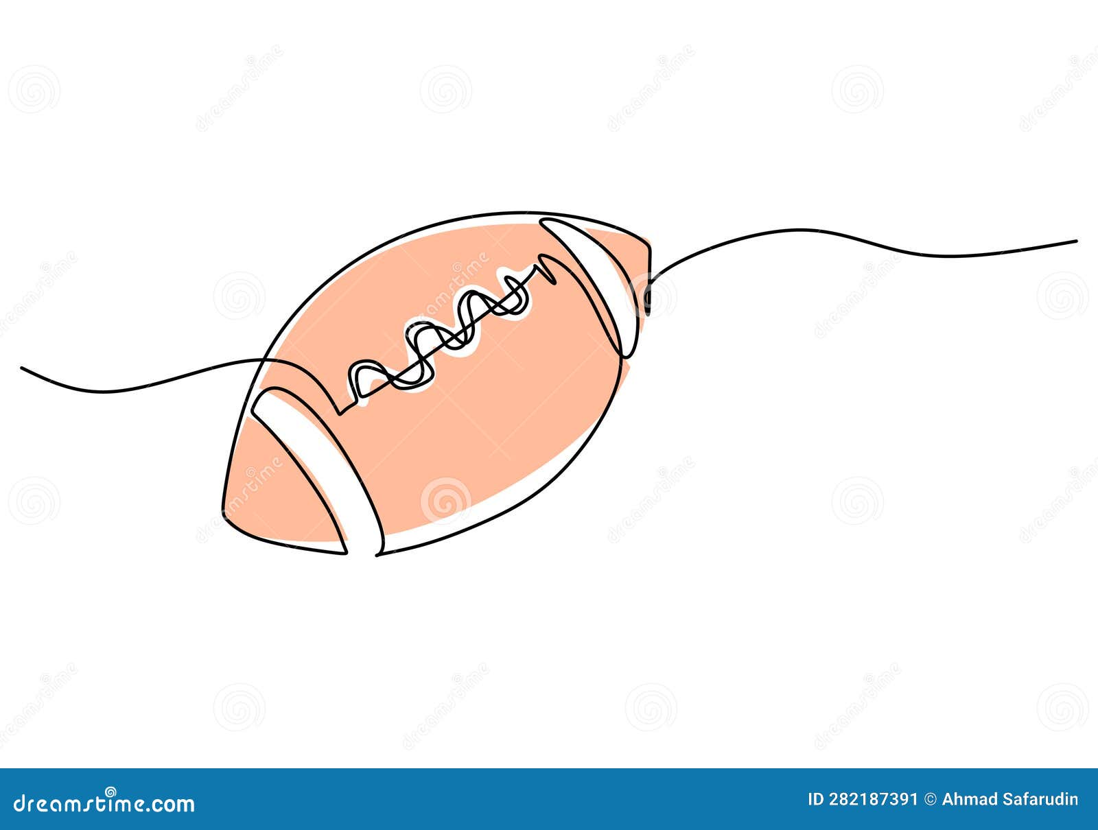 Rugby Ball One Line Drawing: Continuous Hand Drawn Sport Theme Object ...