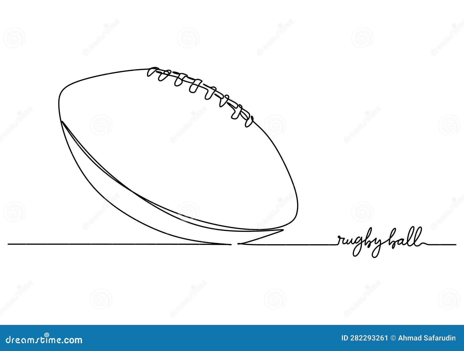 Rugby Ball One Line Drawing: Continuous Hand Drawn Sport Theme Object ...