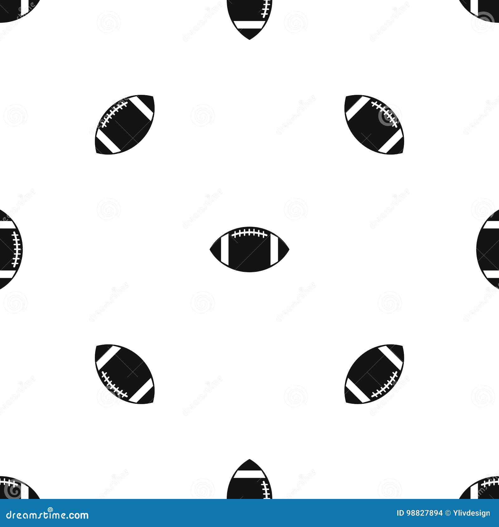 Rugby Ball Pattern Seamless Black Stock Vector - Illustration of front ...