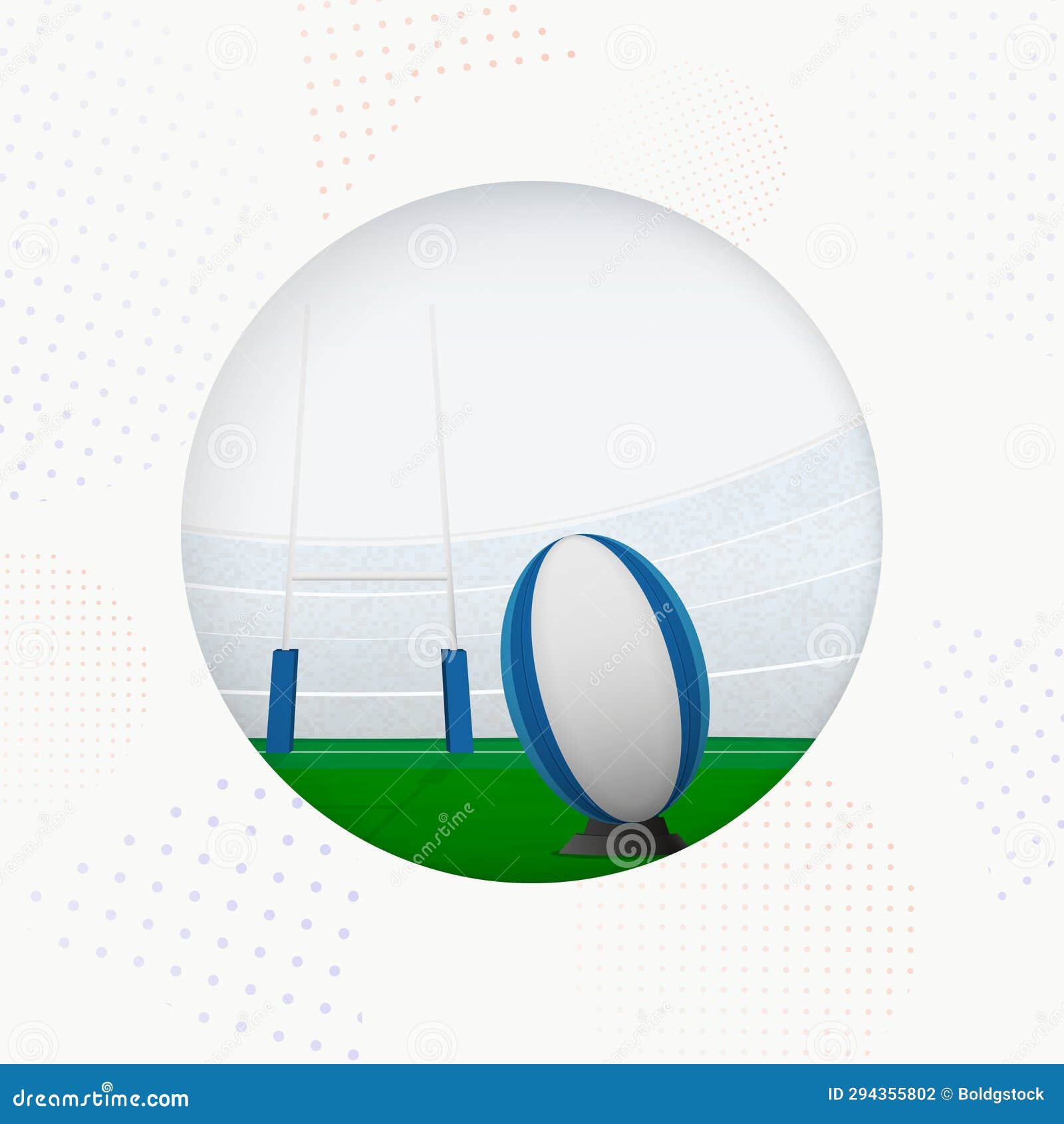 Rugby Ball with Rugby Posts on Field, Circle Vector Icon Stock Vector ...