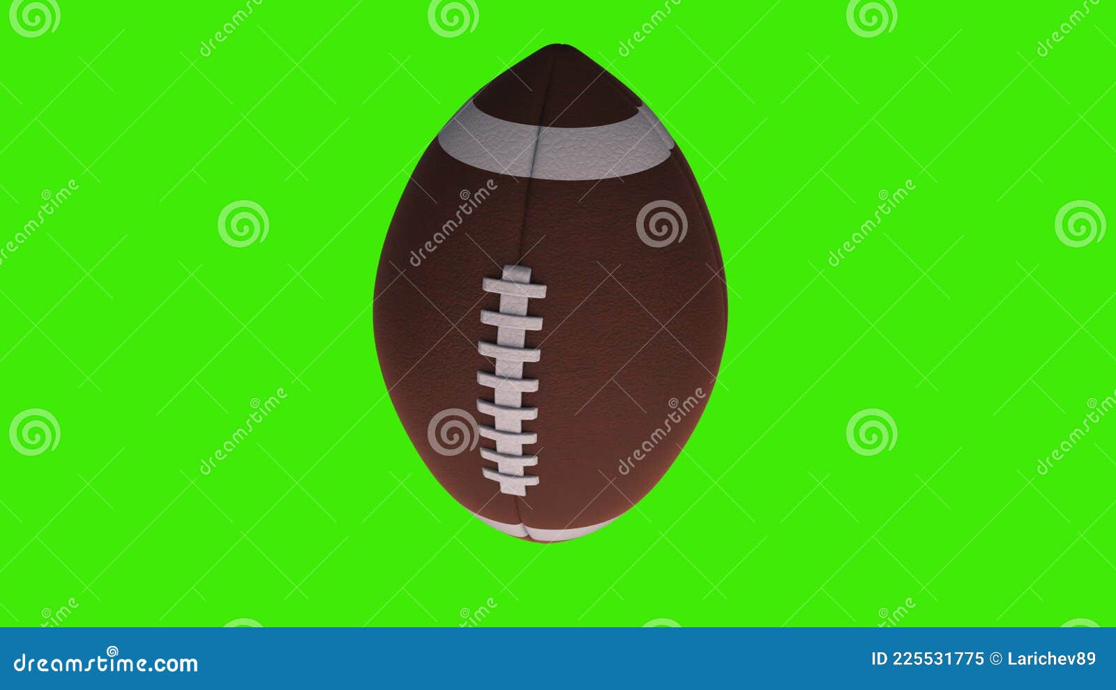 Rugby Ball Spinning on a Green Screen. 3d Rendering Stock Illustration ...
