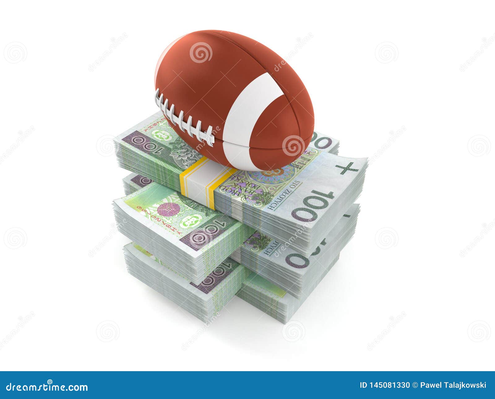 Rugby Ball on Stack of Money Stock Illustration - Illustration of ball ...