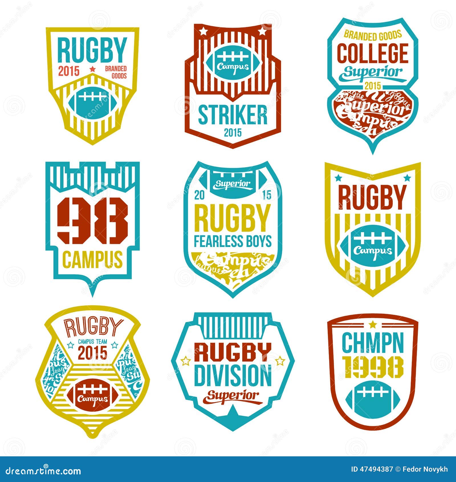 Rugby college team emblems stock vector. Illustration of blazon - 47494387