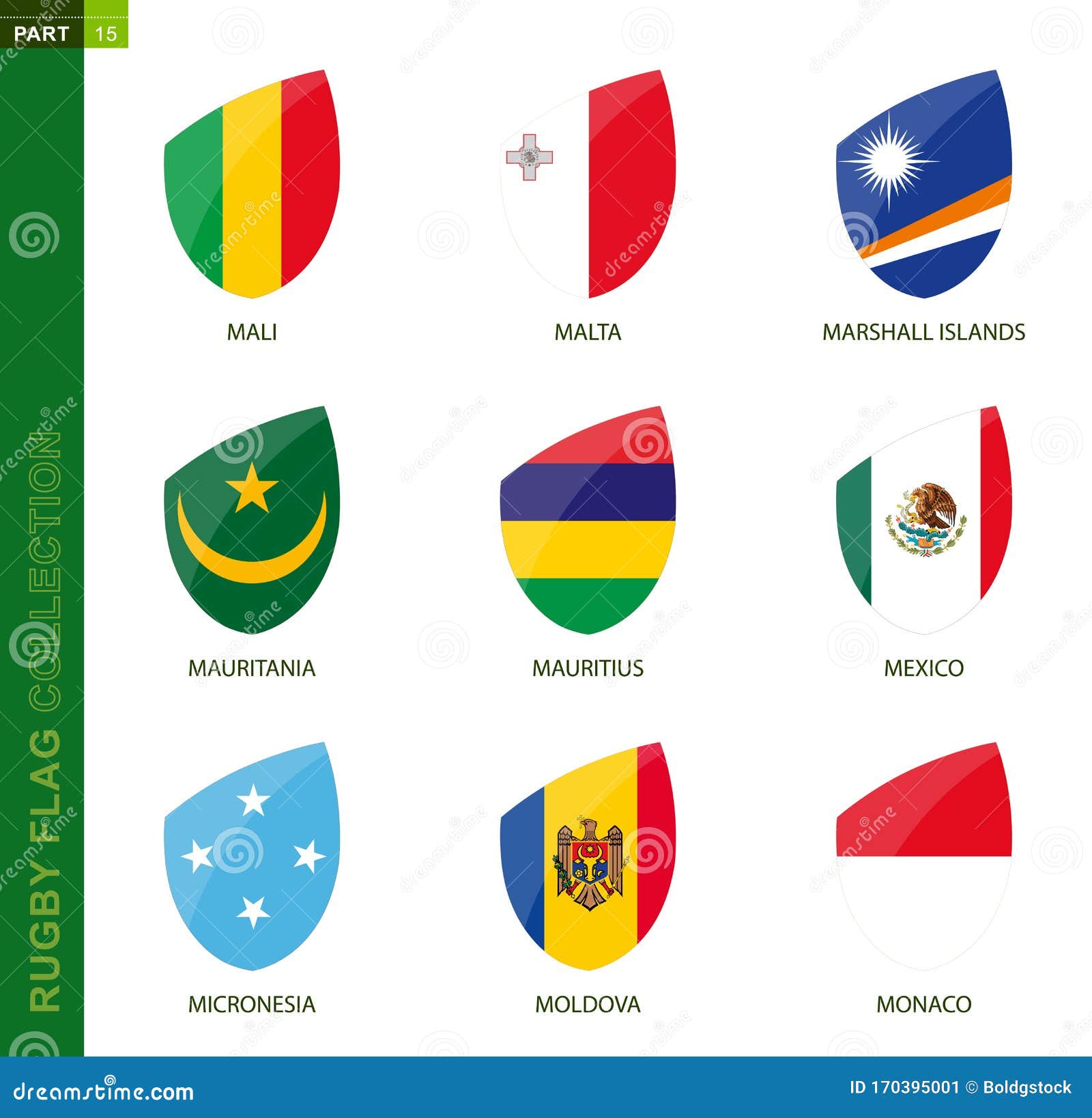 Rugby Flag Collection. Rugby Icon with Flag of 9 Countries Stock Vector ...