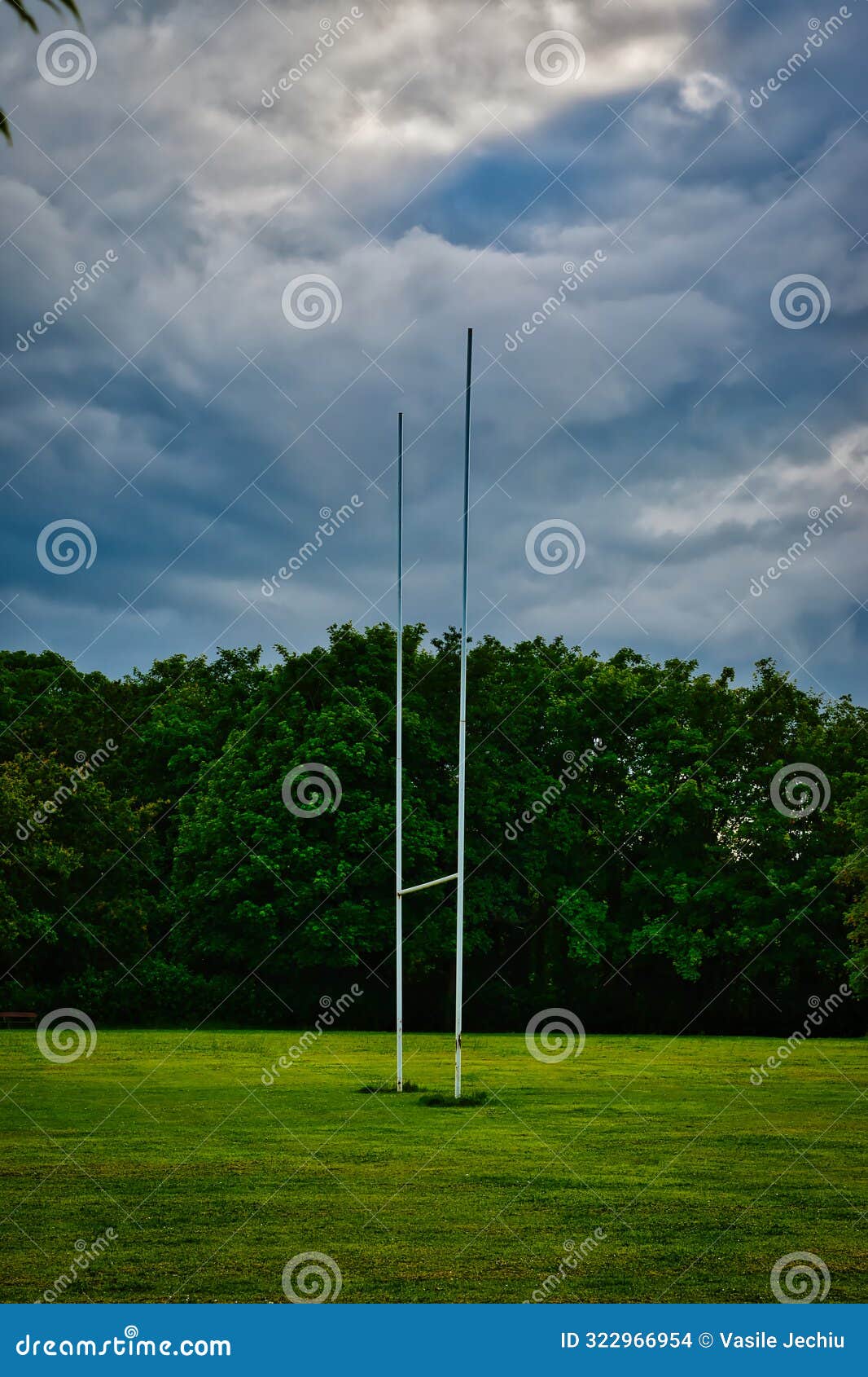 Rugby Goalpost on a Grassy Field Stock Photo - Image of power, grass ...
