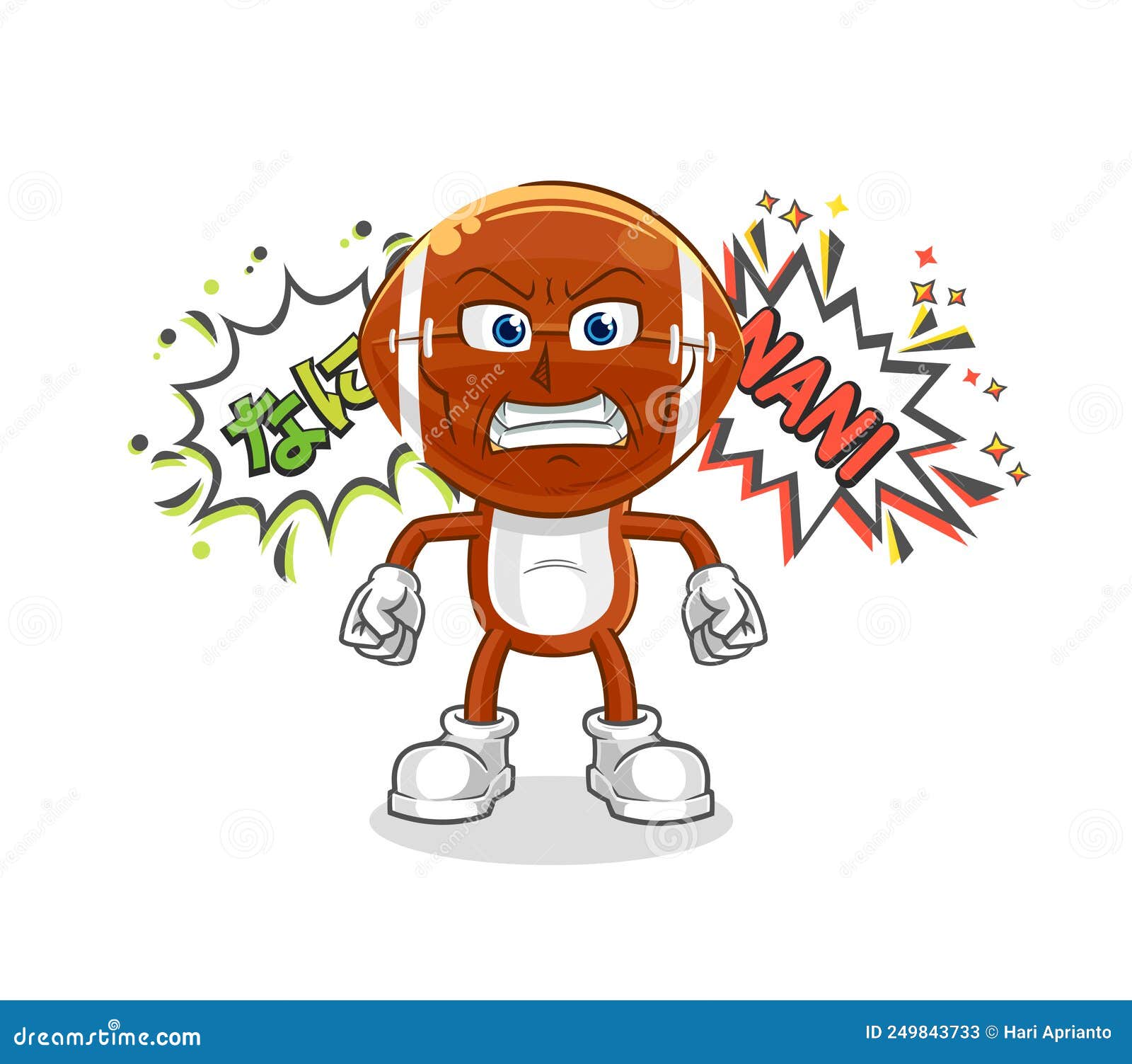 Rugby Head Anime Angry Vector. Cartoon Character Stock Vector ...