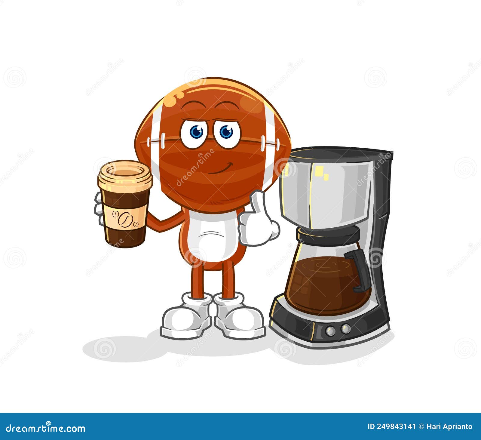 Rugby Head Drinking Coffee Illustration. Character Vector Stock Vector ...