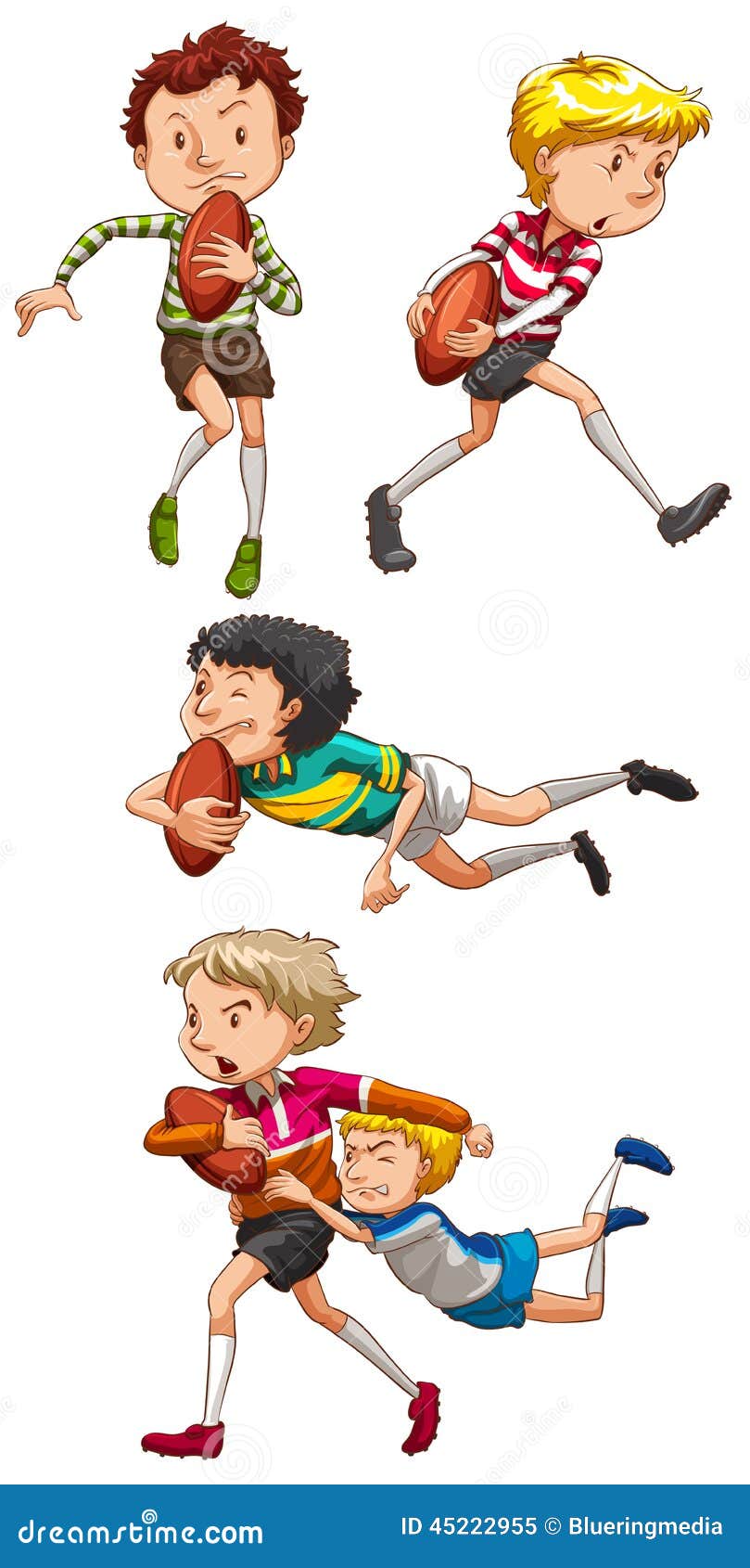 Playing Rugby Cartoon