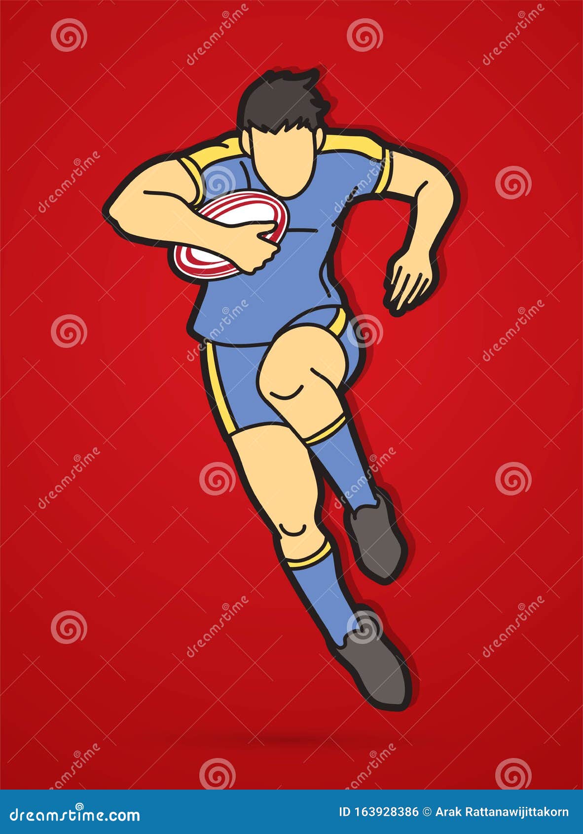 Rugby Player Action, Cartoon Sport Graphic Stock Vector - Illustration ...