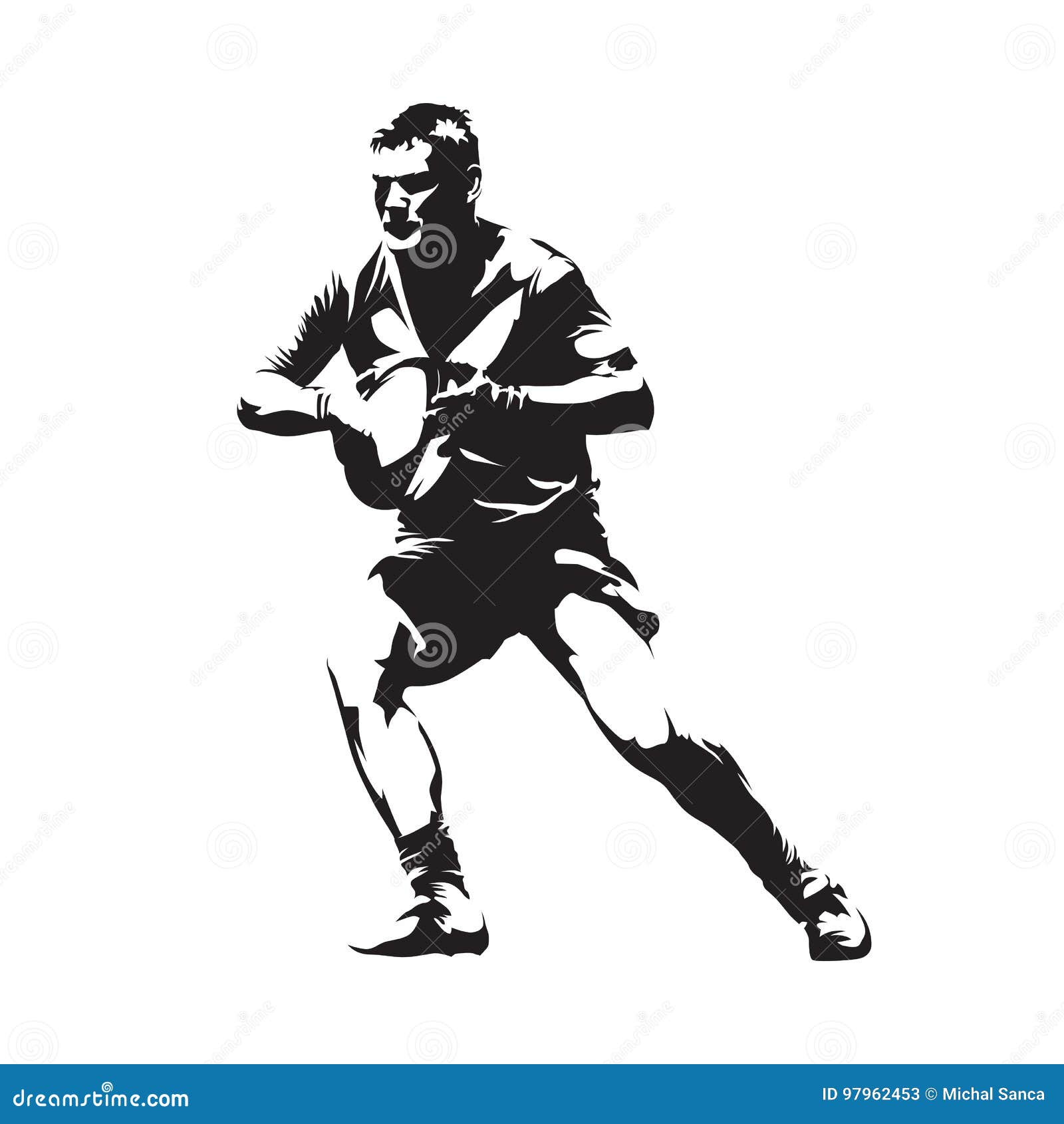 Rugby Player with Ball, Vector Silhouette Stock Vector - Illustration ...